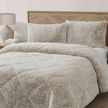 FRYE Faux Fur Textured Luxe Jacquard 3 Piece Comforter Set | Costco