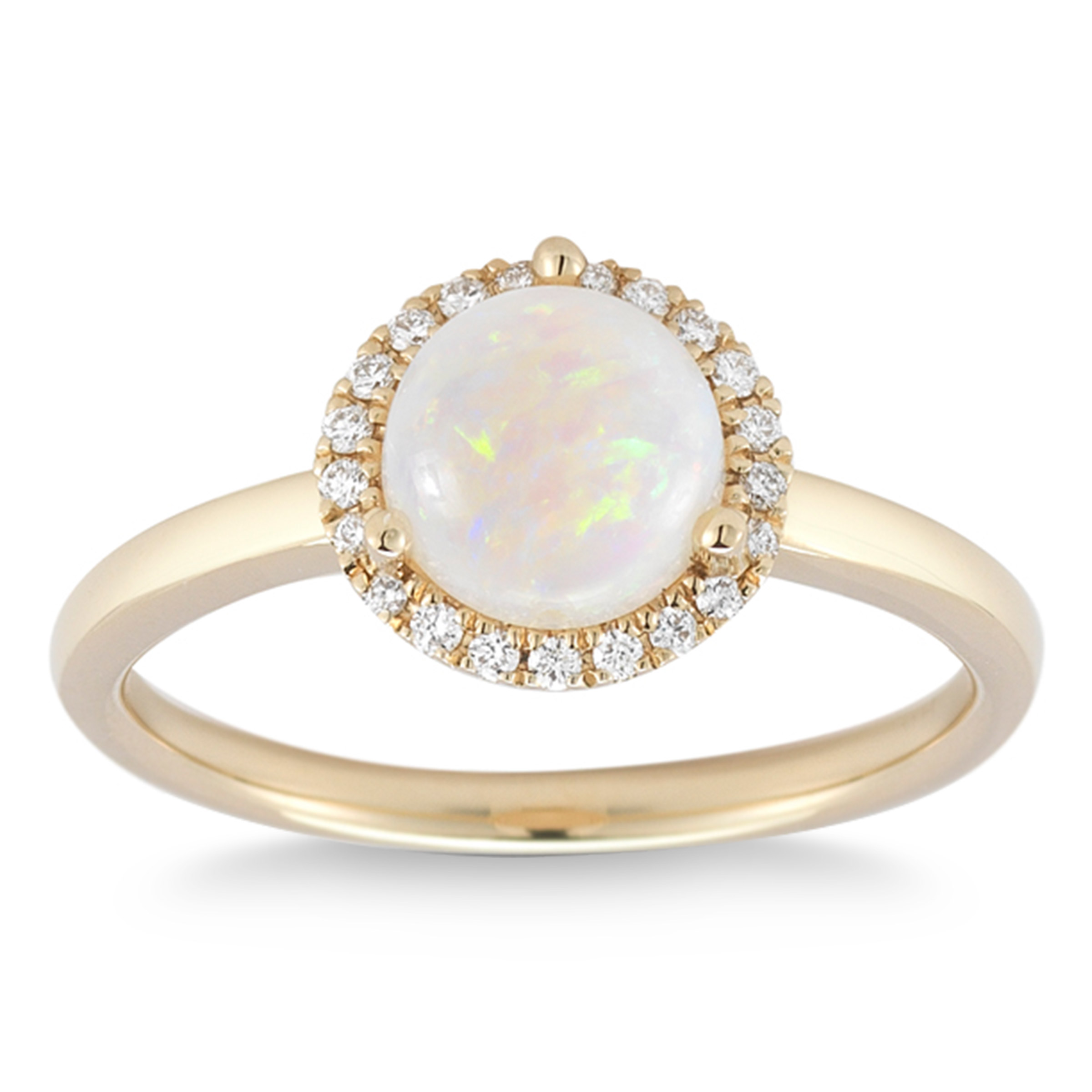 Round Opal and Diamond Ring (0.12 ctw) | Costco