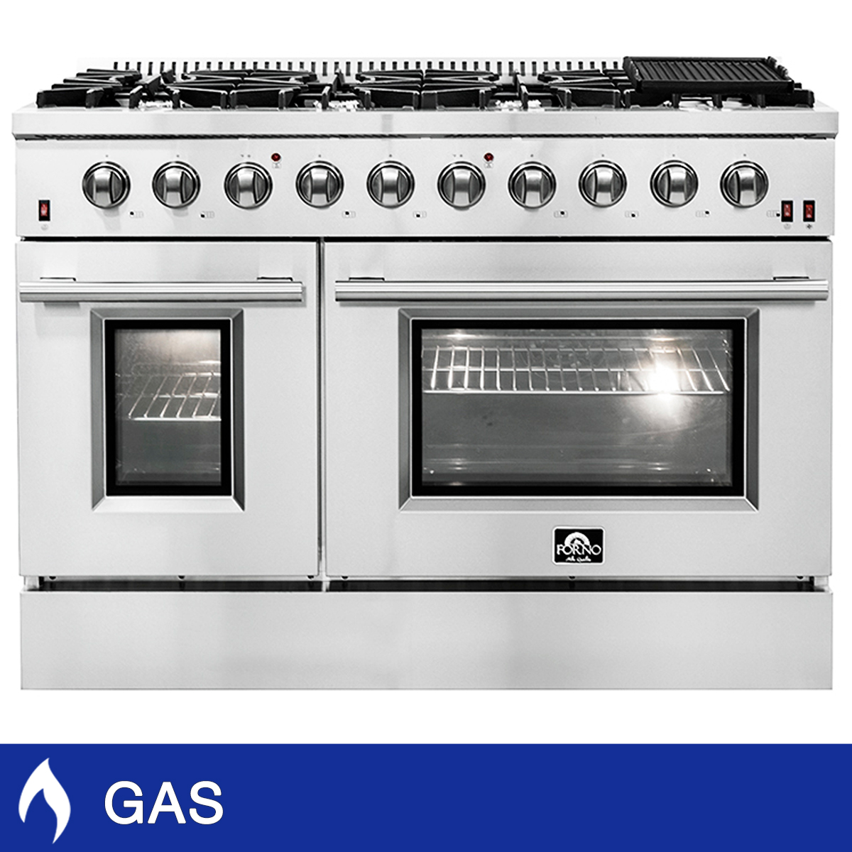 Forno Galiano 48 in. 6.58 cu. ft. Stainless Steel Gas 8-burner Range ...