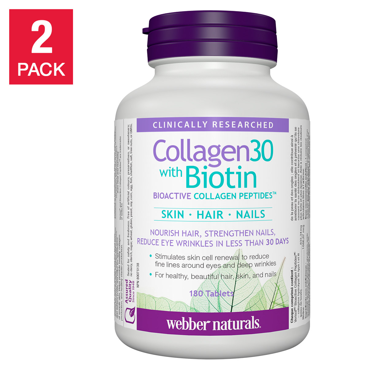 webber naturals Collagen 30 with Biotin Tablets, 180-count, 2-pack | Costco