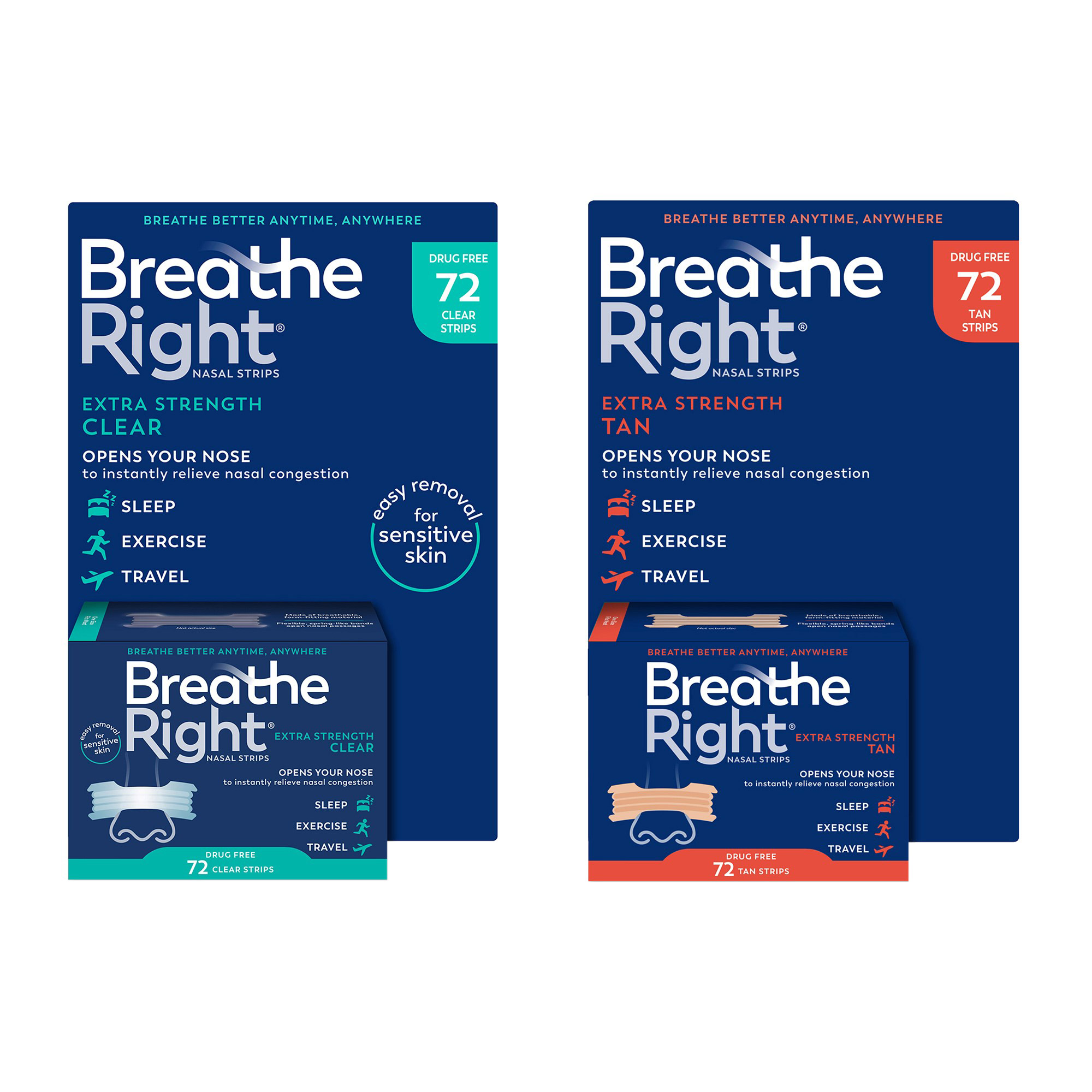 Breathe Right Extra Strength Nasal Strips, 72 Strips | Costco