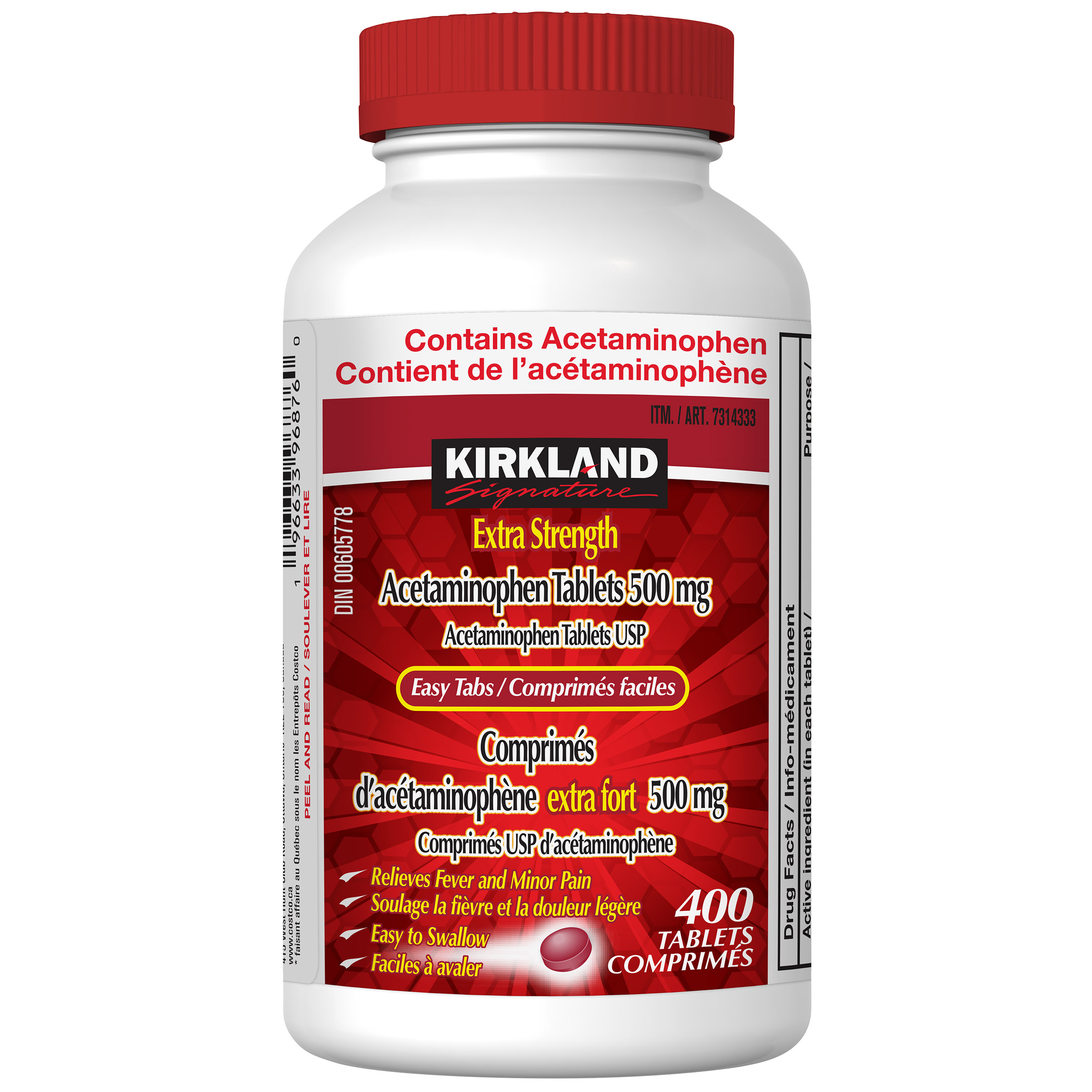 Kirkland Signature Extra Strength Acetaminophen 500 mg 400Tablets | Costco