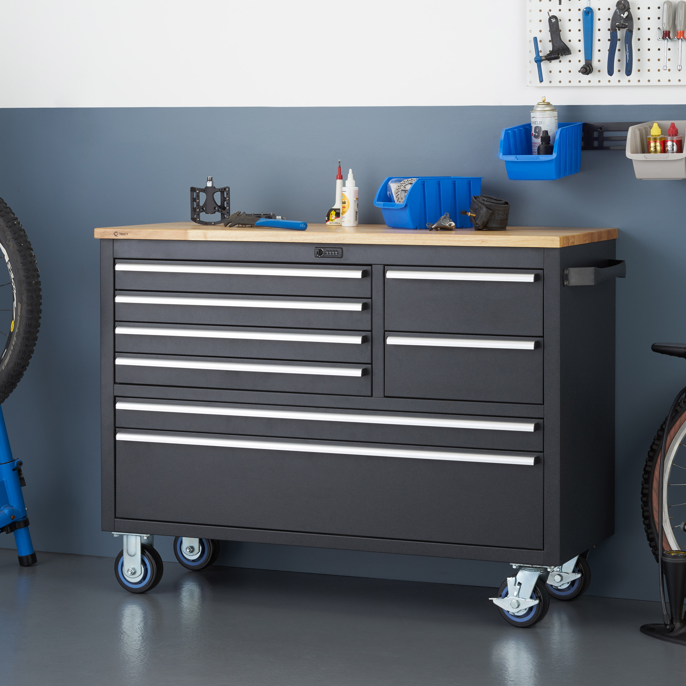 Trinity 48 in. 8-Drawer Rolling Workbench with Combo Lock | Costco