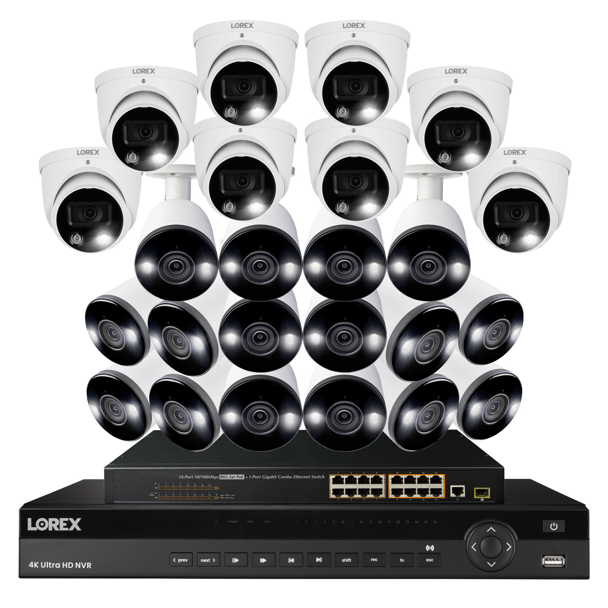 Lorex 4K 32-Channels NVR Security System with 16 Wired Bullet and 8 ...