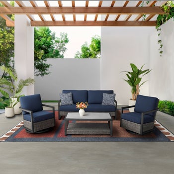 Agio Luna 4-piece Outdoor Patio Woven Deep Seating Set | Costco