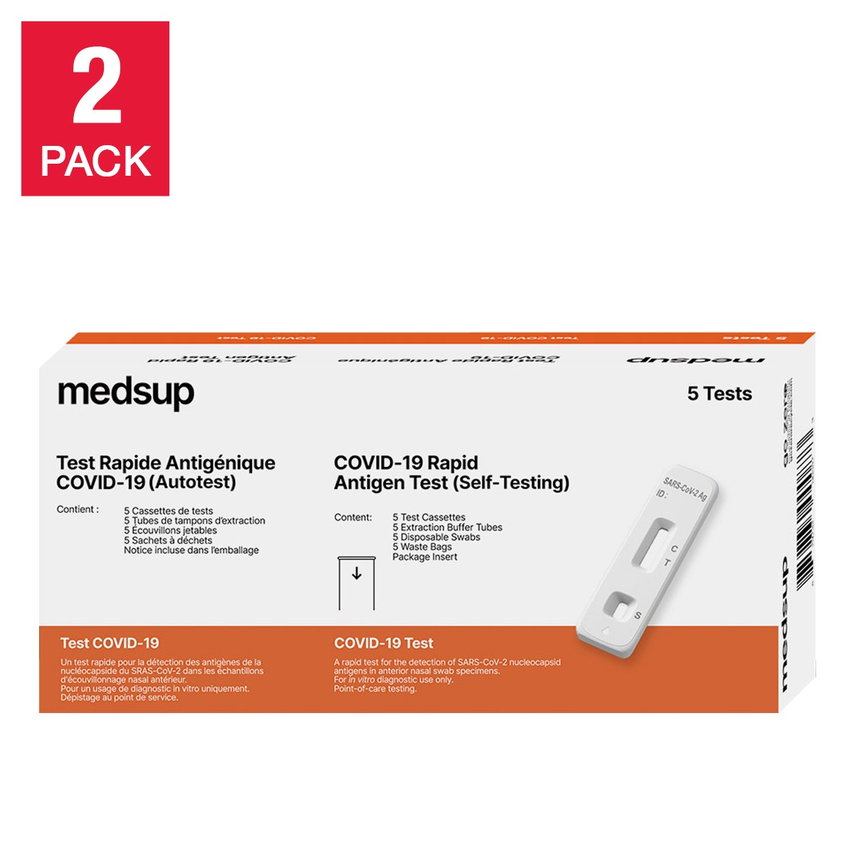 Medsup COVID-19 Rapid Antigen Test (Self-Testing), 2 x 5 Tests | Costco