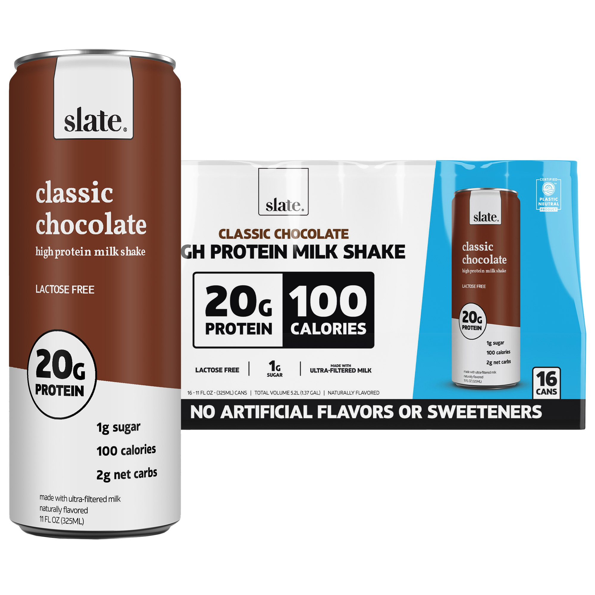 Slate 20g Protein Shake, Chocolate, 11 fl oz, 16-pack | Costco