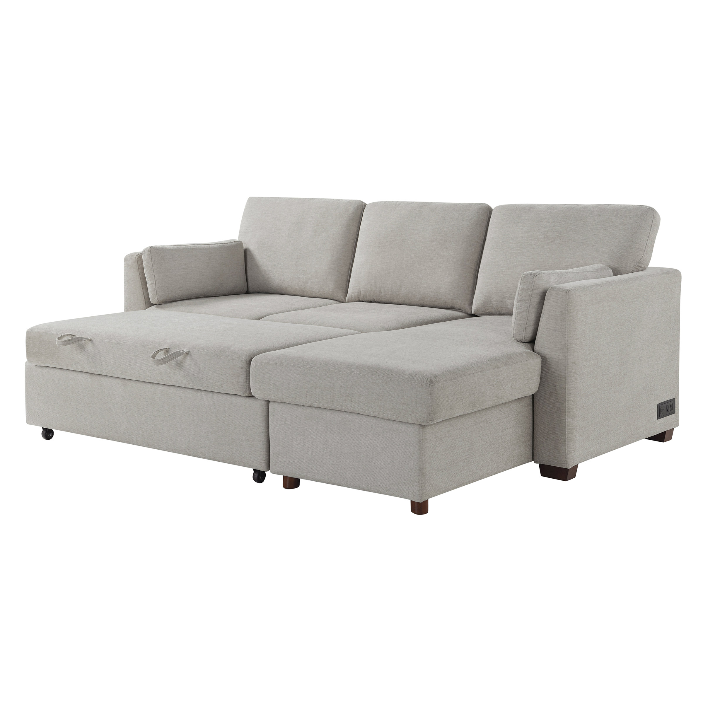 Coddle Luke Fabric Sleeper Sofa with Reversible Chaise and Storage ...