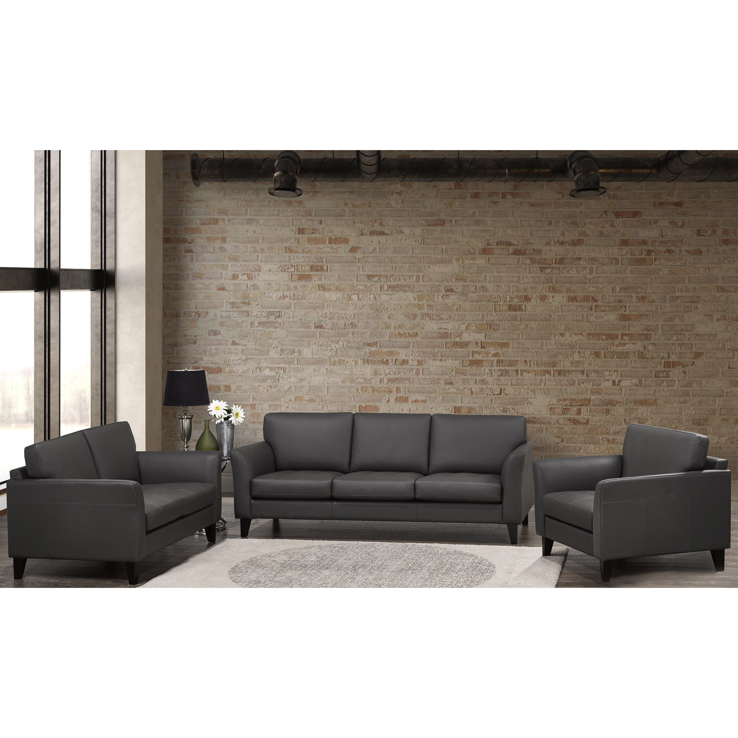 Sublime Top-grain Leather 3-piece Living Room Set | Costco
