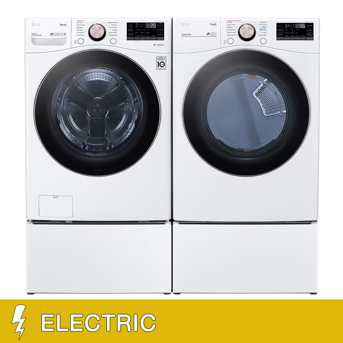 LG 4.5 cu. ft. Front Load Washer with TurboWash 360° and 7.4 cu. ft ...