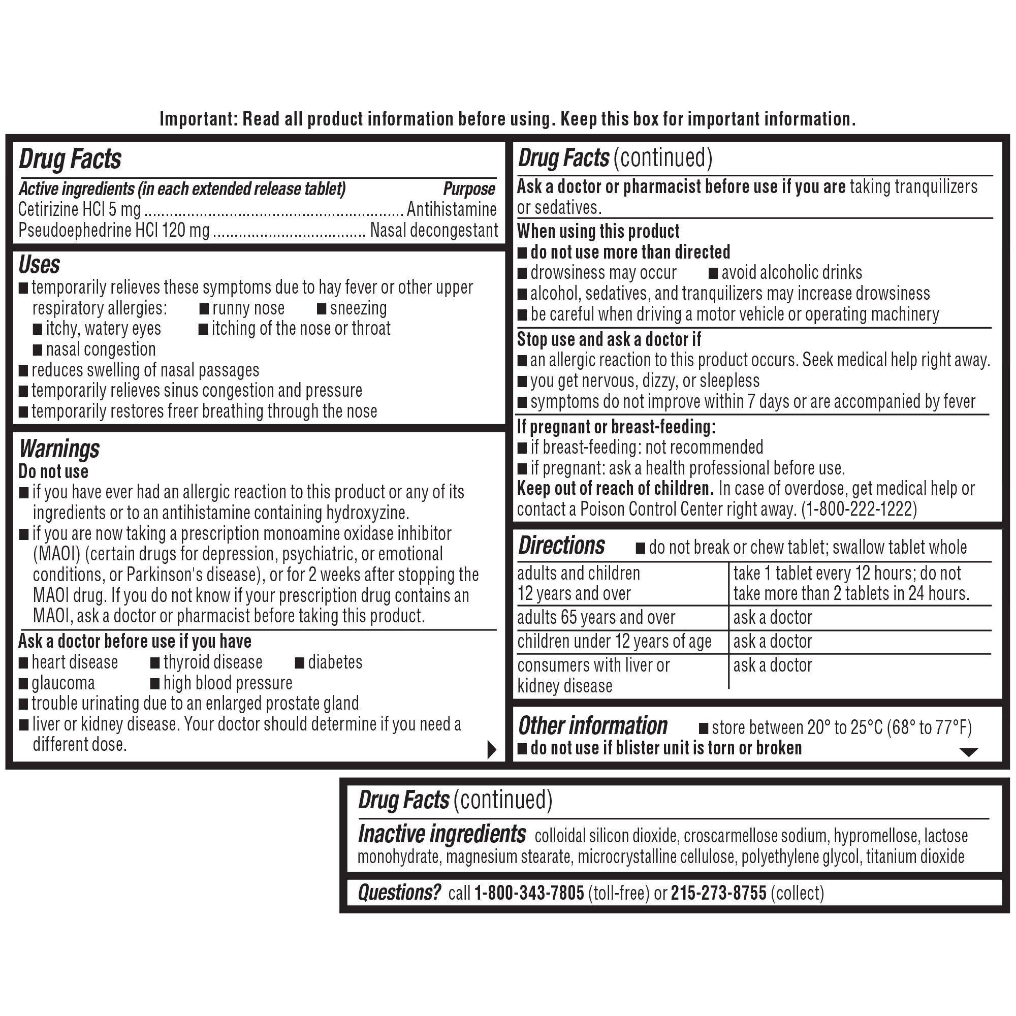 Zyrtec-D 12 Hour Allergy & Sinus Medicine & Nasal Decongestant, 24 ...