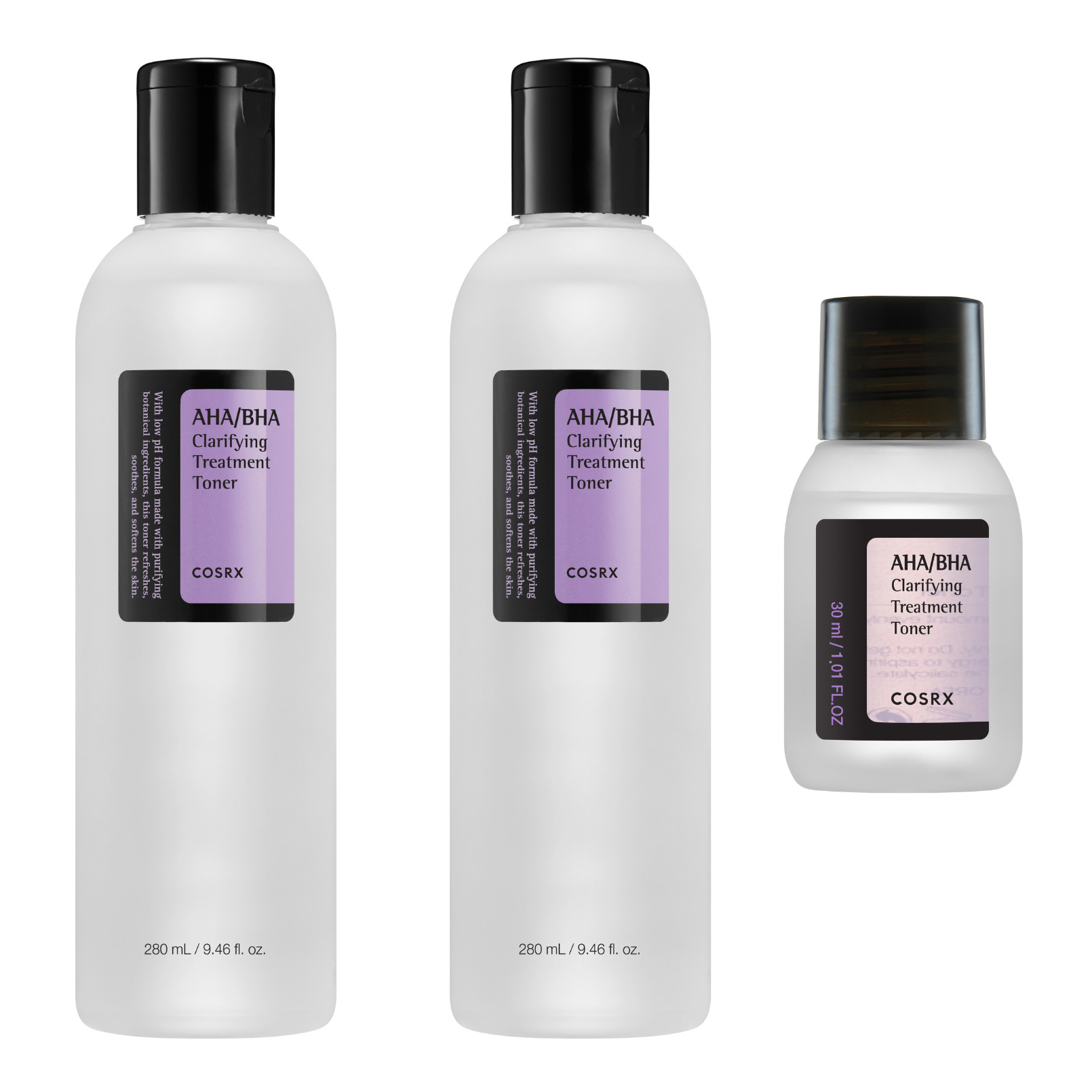 COSRX Aha/Bha Treatment Toner - 9.46 fl oz, 2-pack + 1.01 fl oz Set ...
