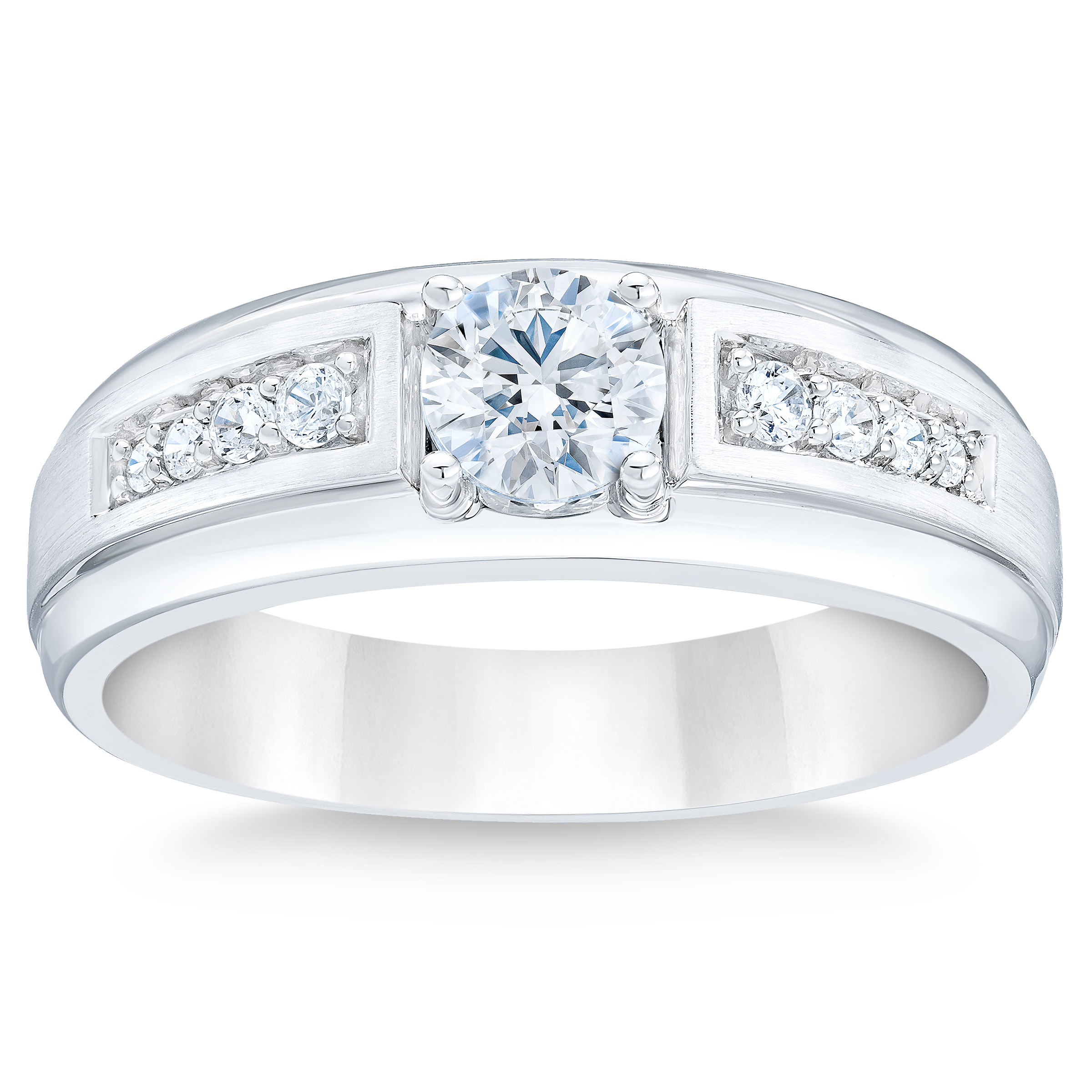 Round Brilliant 0.83 ctw VS2 Clarity, I Color Diamond 14kt White Gold ...