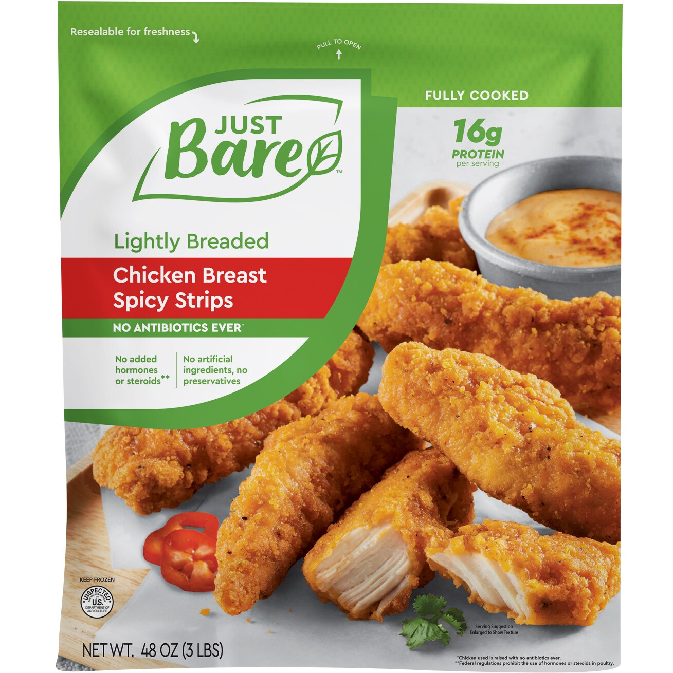 Just Bare Chicken Breast Spicy Strips, 3 lbs | Costco