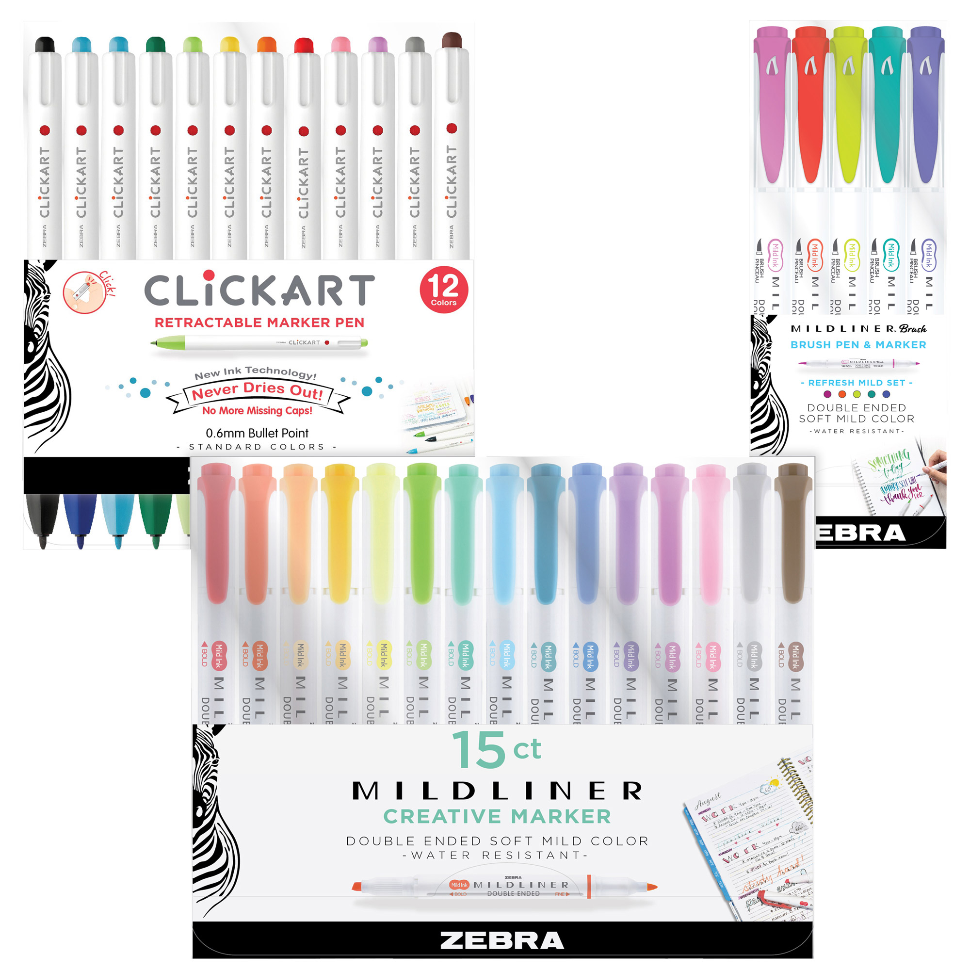 Zebra 32-Piece Creativity Kit with Mildliner, Brush and Clickart ...