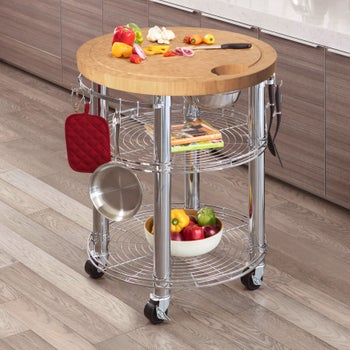 Seville Classics Bamboo Round Kitchen Cart | Costco
