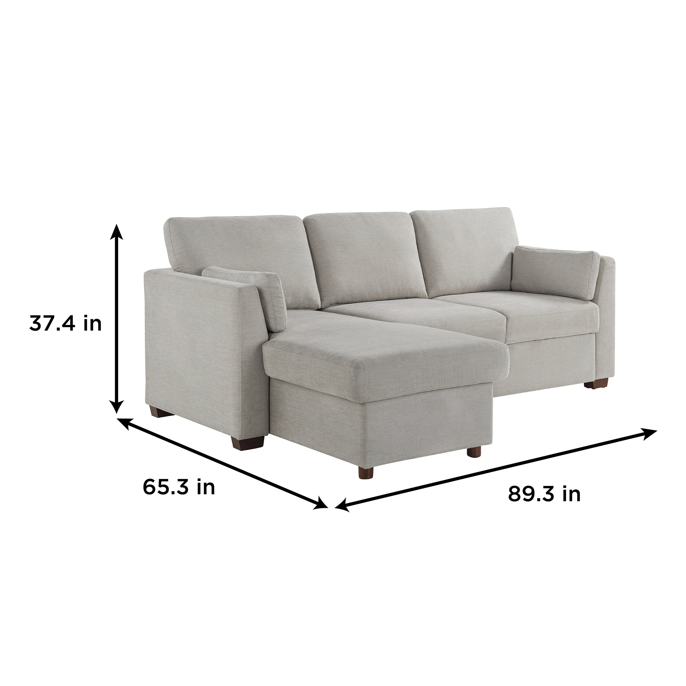 Coddle Luke Fabric Sleeper Sofa with Reversible Chaise and Storage ...