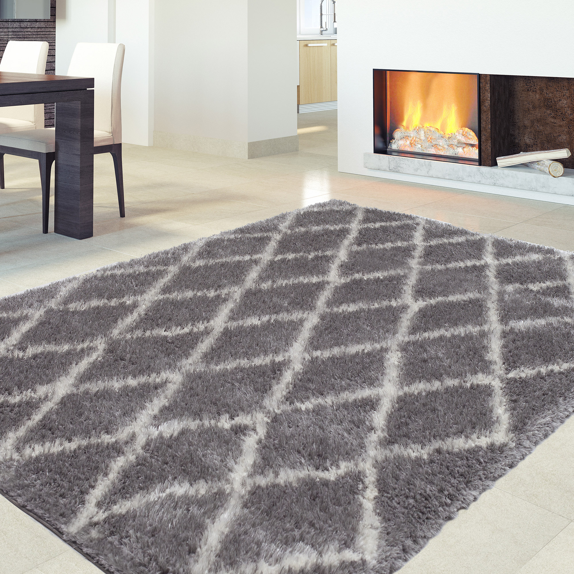 ECARPETGALLERY Labrador Dark Grey and White Shag Area Rug | Costco