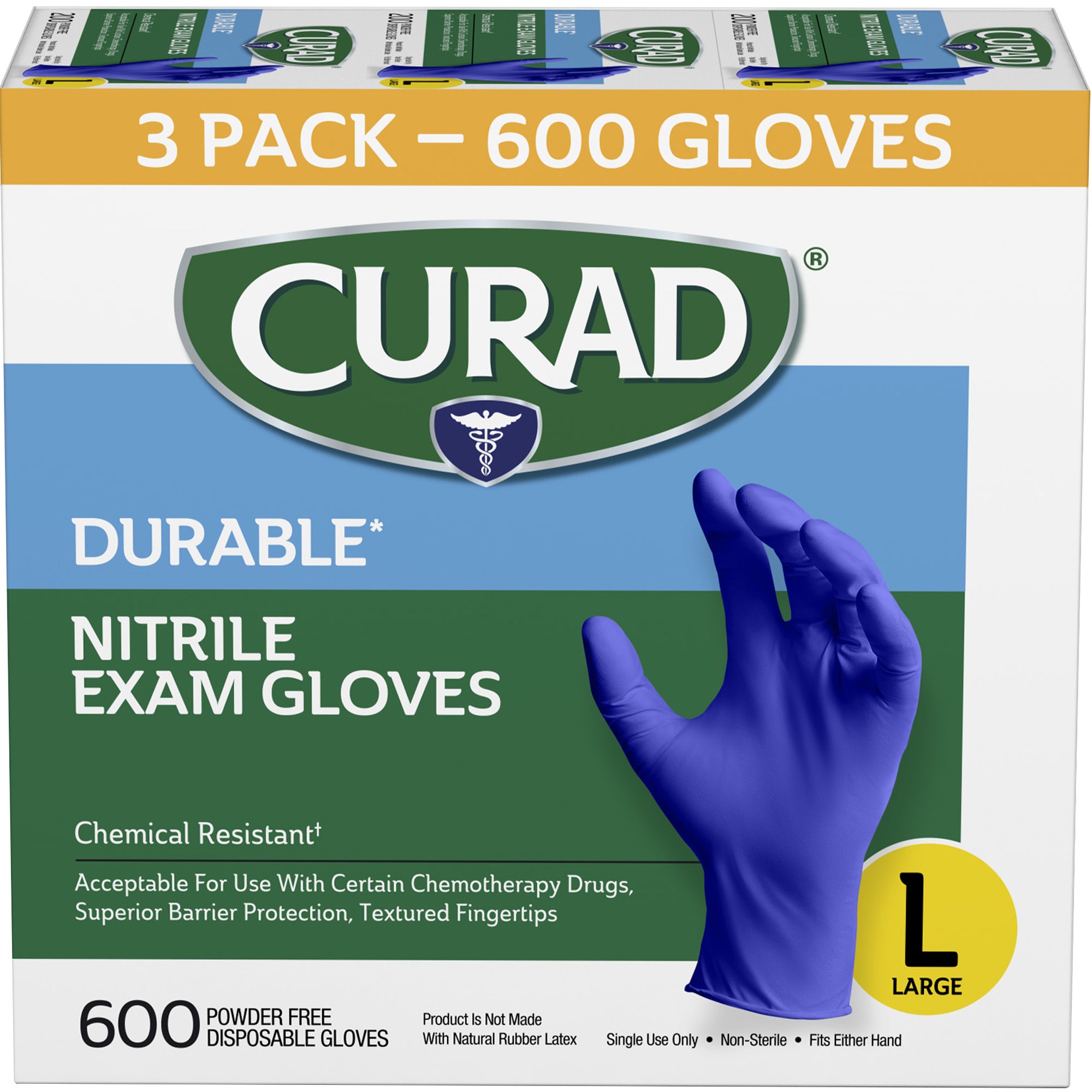 Curad Durable Nitrile Exam Gloves Large 600 ct Costco