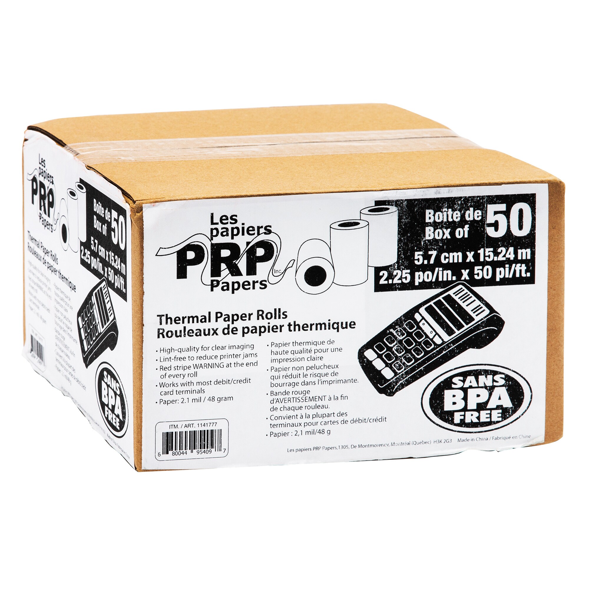 PRP Papers Thermal Paper Rolls, 2.25 in x 50 ft, Pack of 50 | Costco