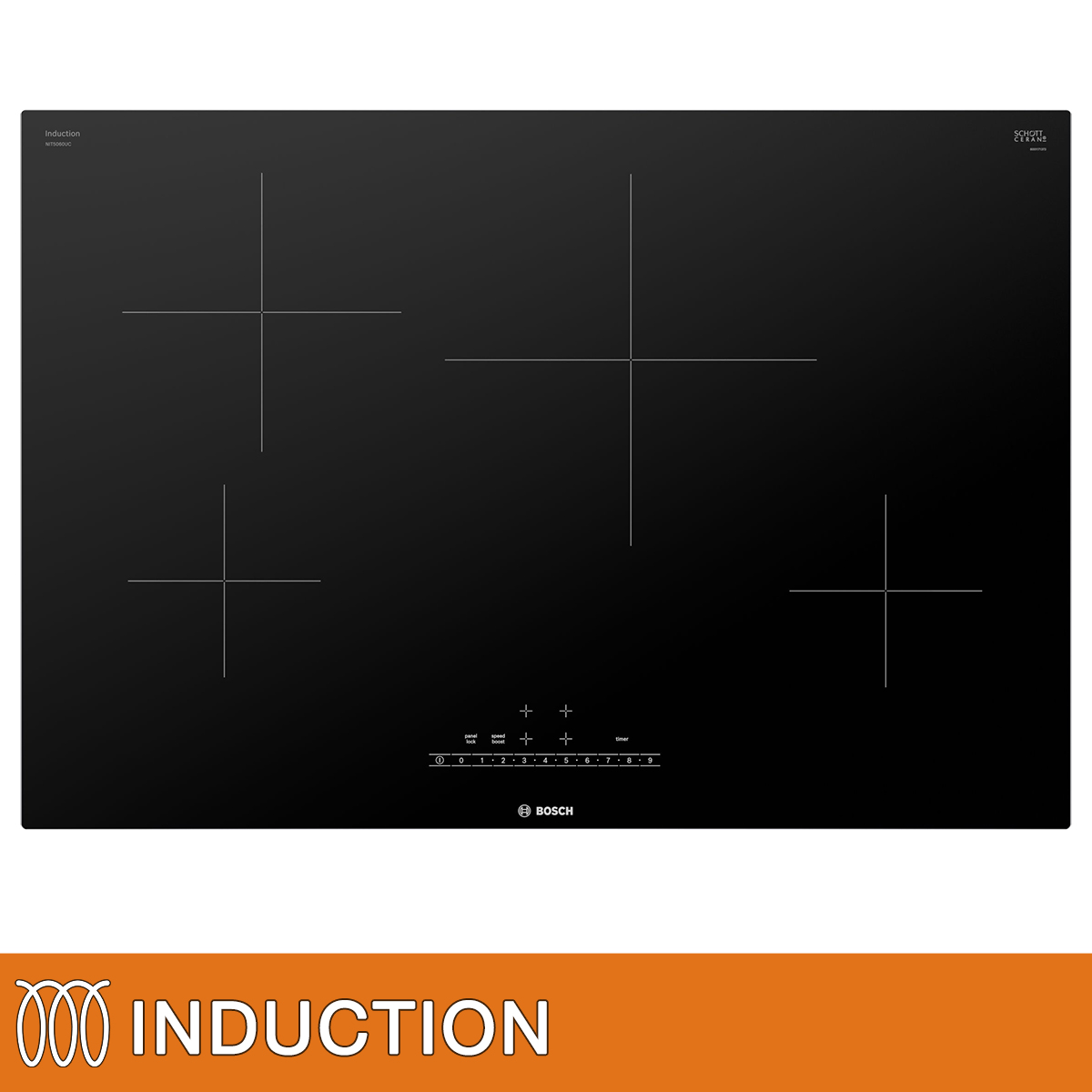 Bosch 500 Series 30in Black Induction Surface Mount 4 Burner Cooktop ...