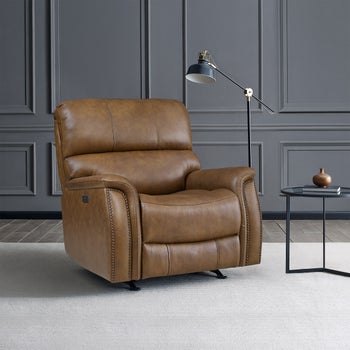 Barcalounger Presley Leather Power Rocker Recliner with Power Headrest ...