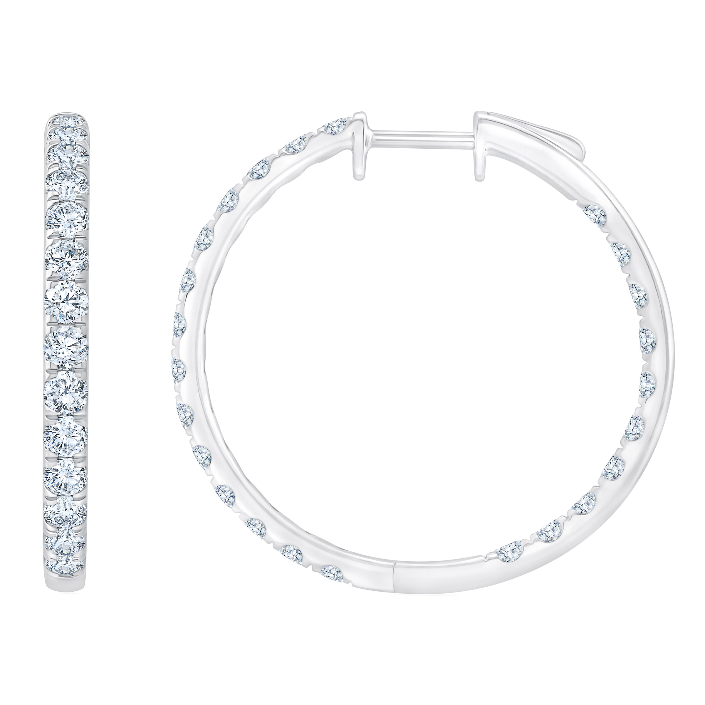 Round Brilliant 2.00 ctw VS2 Clarity G Color Diamond 14kt Gold Hoop Earrings Costco