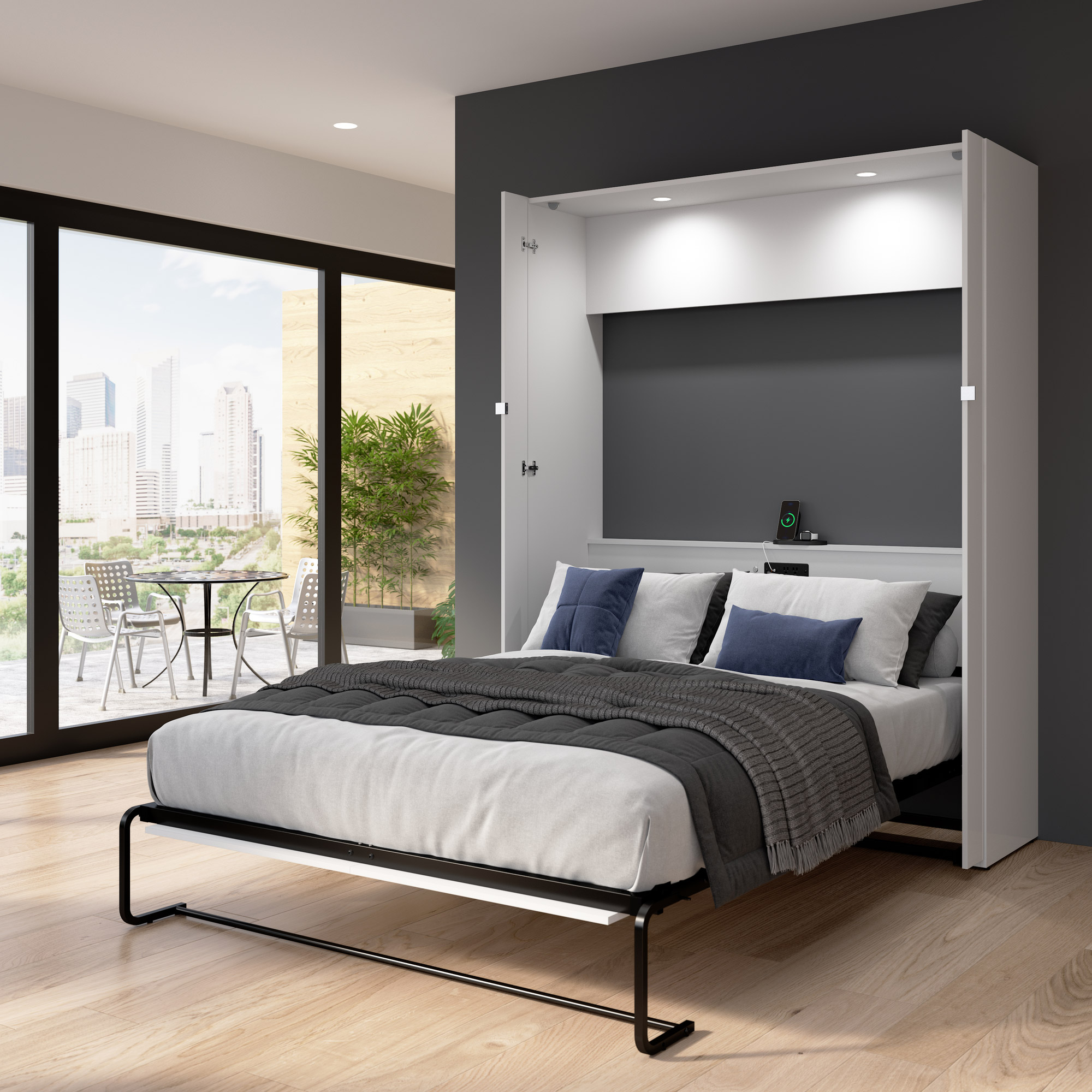 Bestar Avalon Queen Wall Bed, White High Gloss finish | Costco