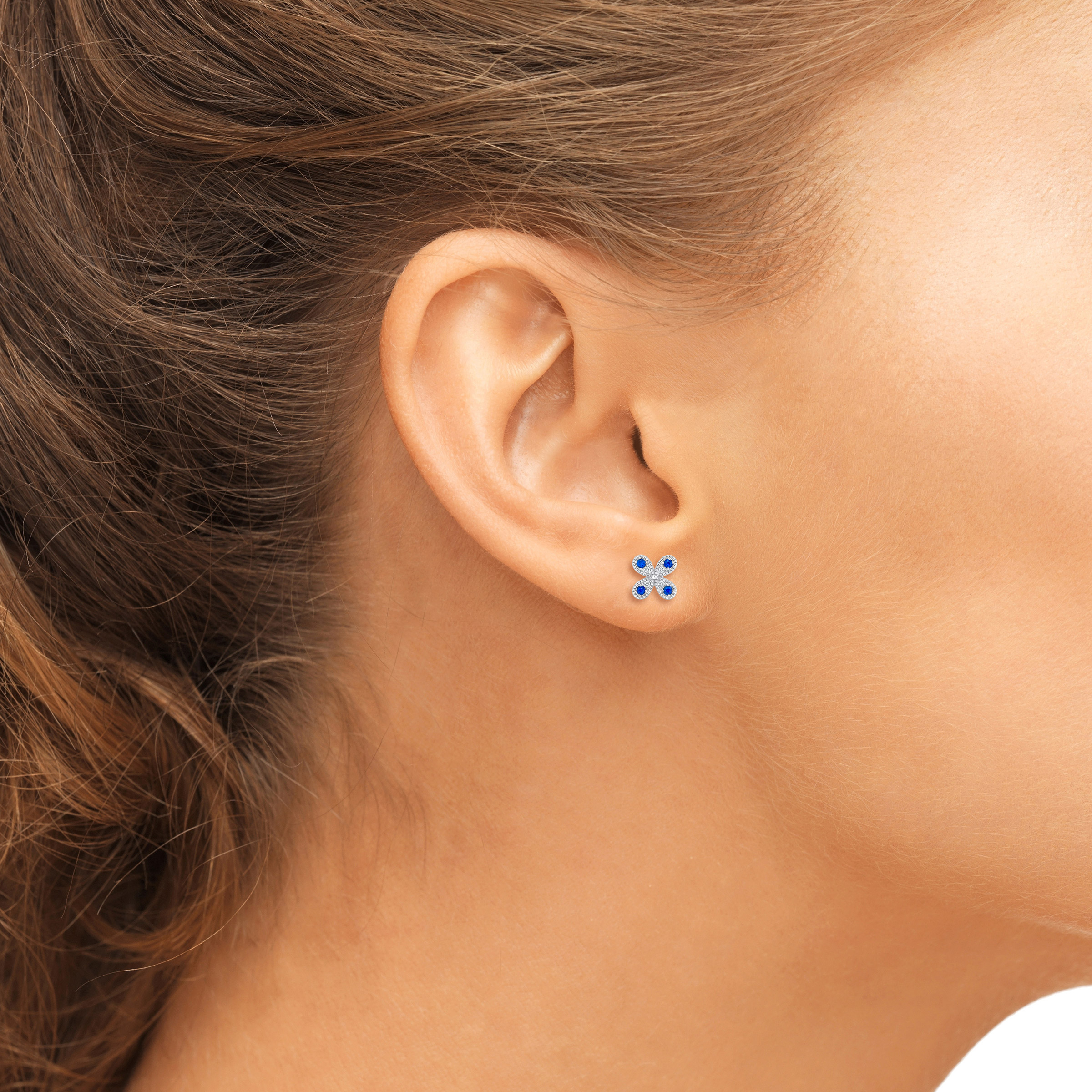 Blue Sapphire and Diamond 14kt White Gold Earrings Costco