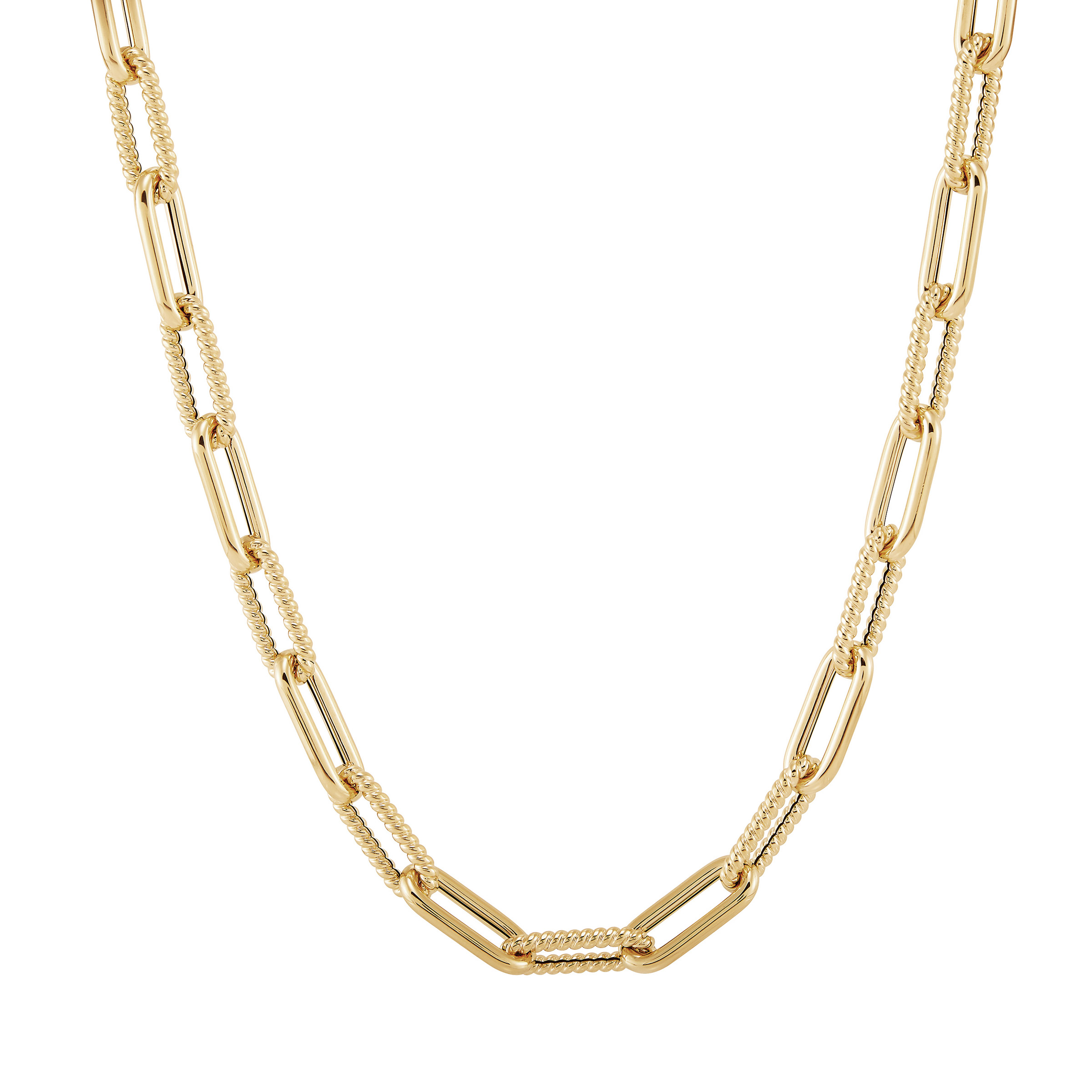 18kt Yellow Gold High Polish & Textured Paperclip Necklace 18kt Yellow Gold High Polish & Textured Paperclip Necklace