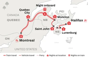 11 Days Fall Colours Train Trip from Montreal to Halifax