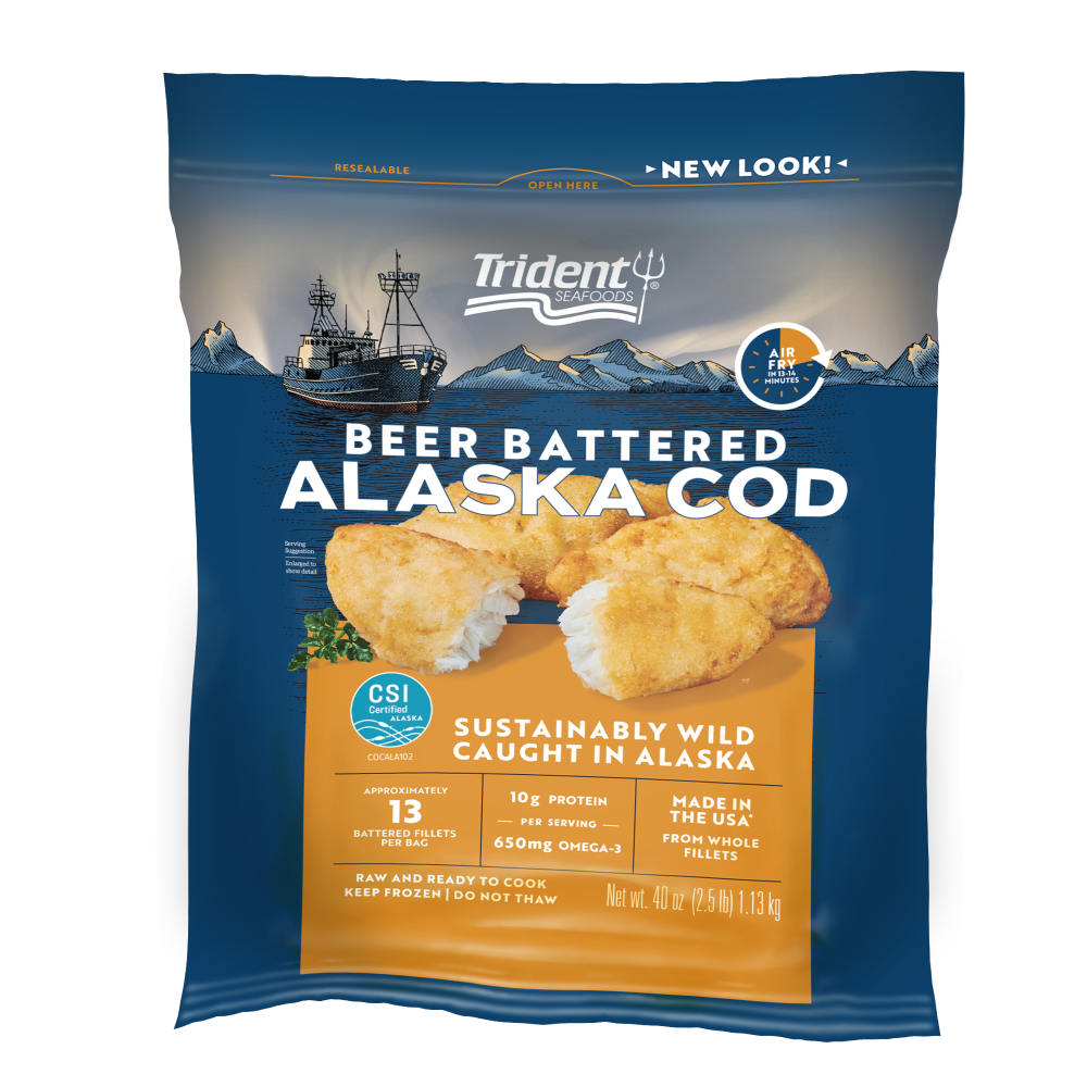 Trident Seafoods® Beer Battered Cod 2.5 lb | Products | Trident Seafoods