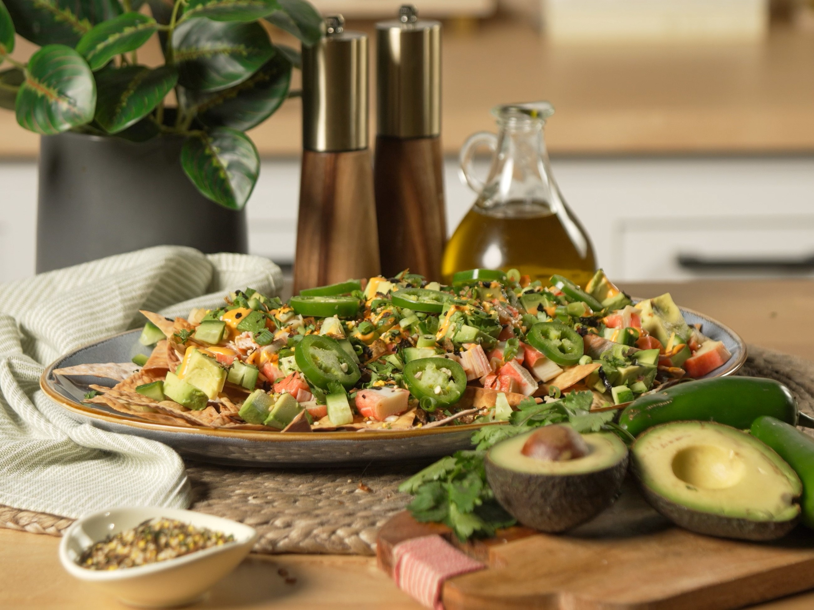 Wonton Crab Poke Nachos | Recipes | Louis Kemp
