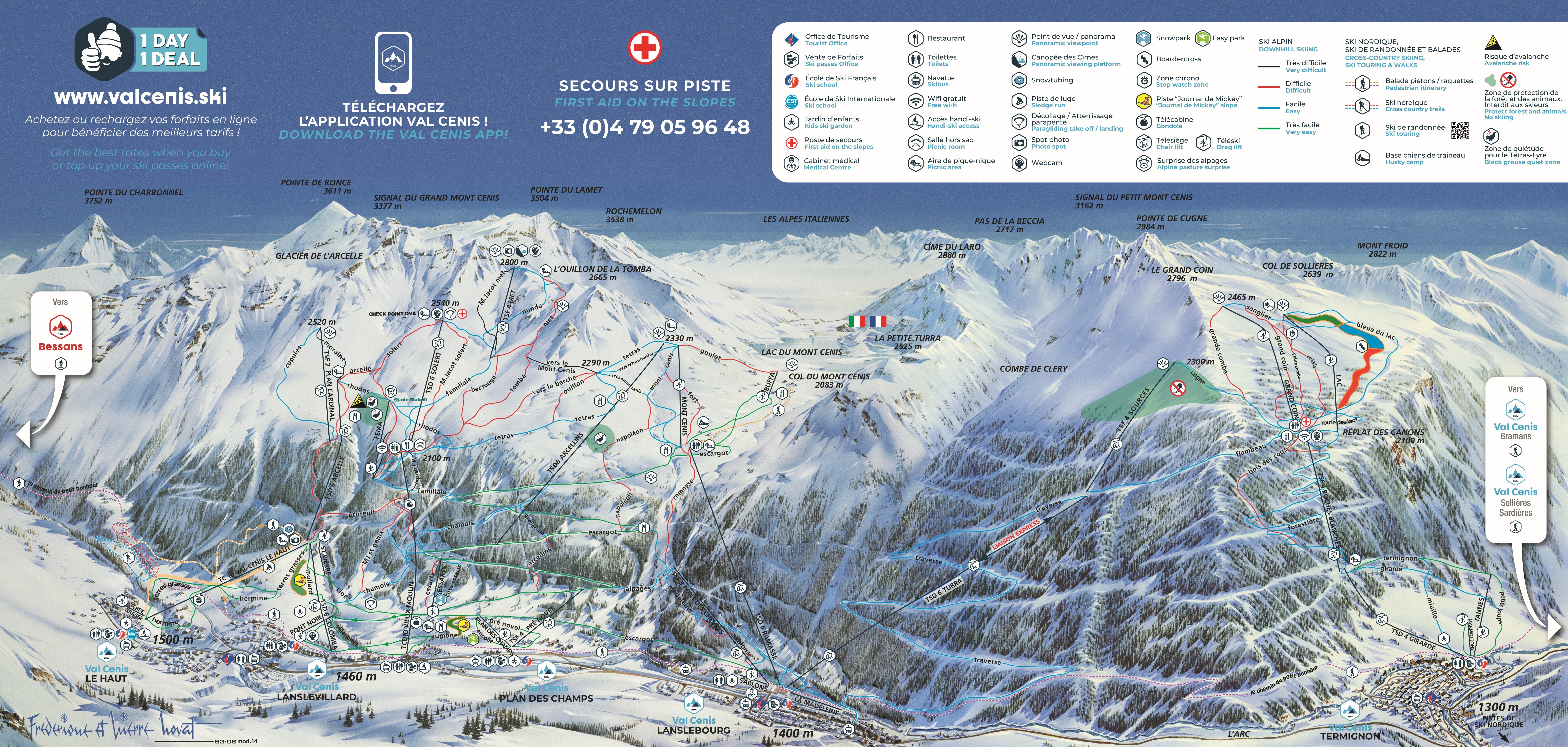 Val Cenis Piste Map | Plan of ski slopes and lifts | OnTheSnow