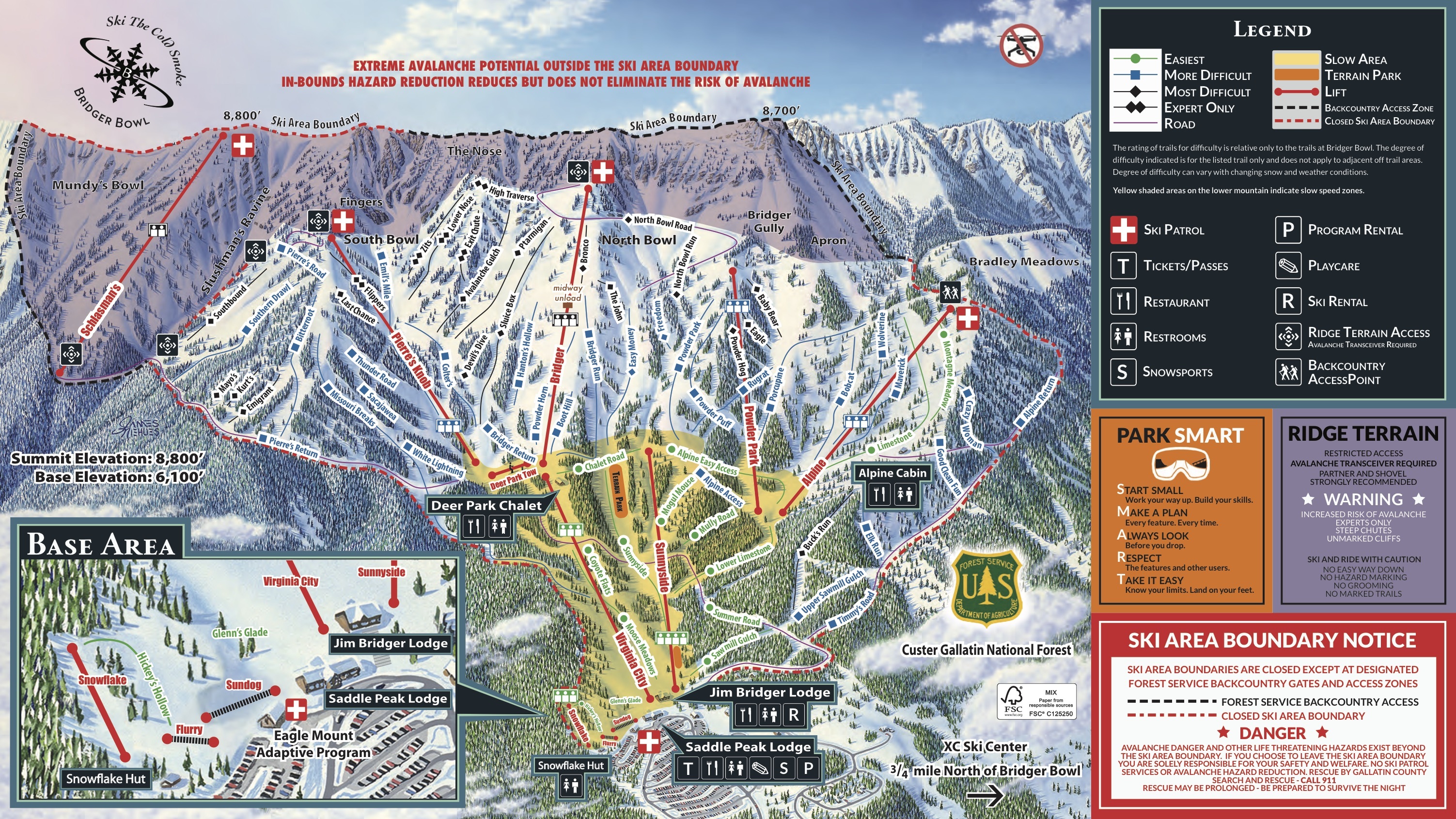 Bridger Bowl Trail Map | OnTheSnow