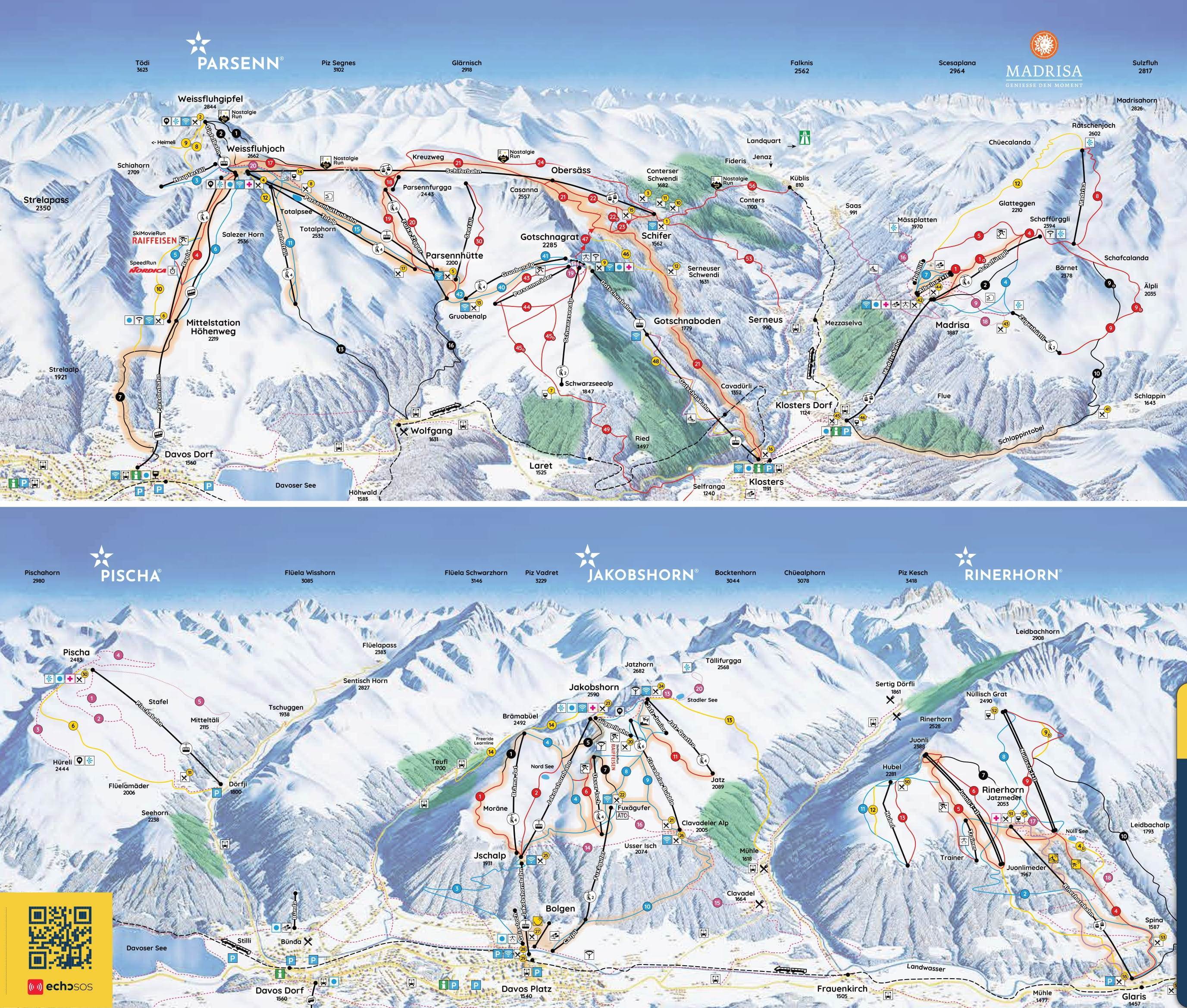 Davos Klosters Piste Map | Plan of ski slopes and lifts | OnTheSnow