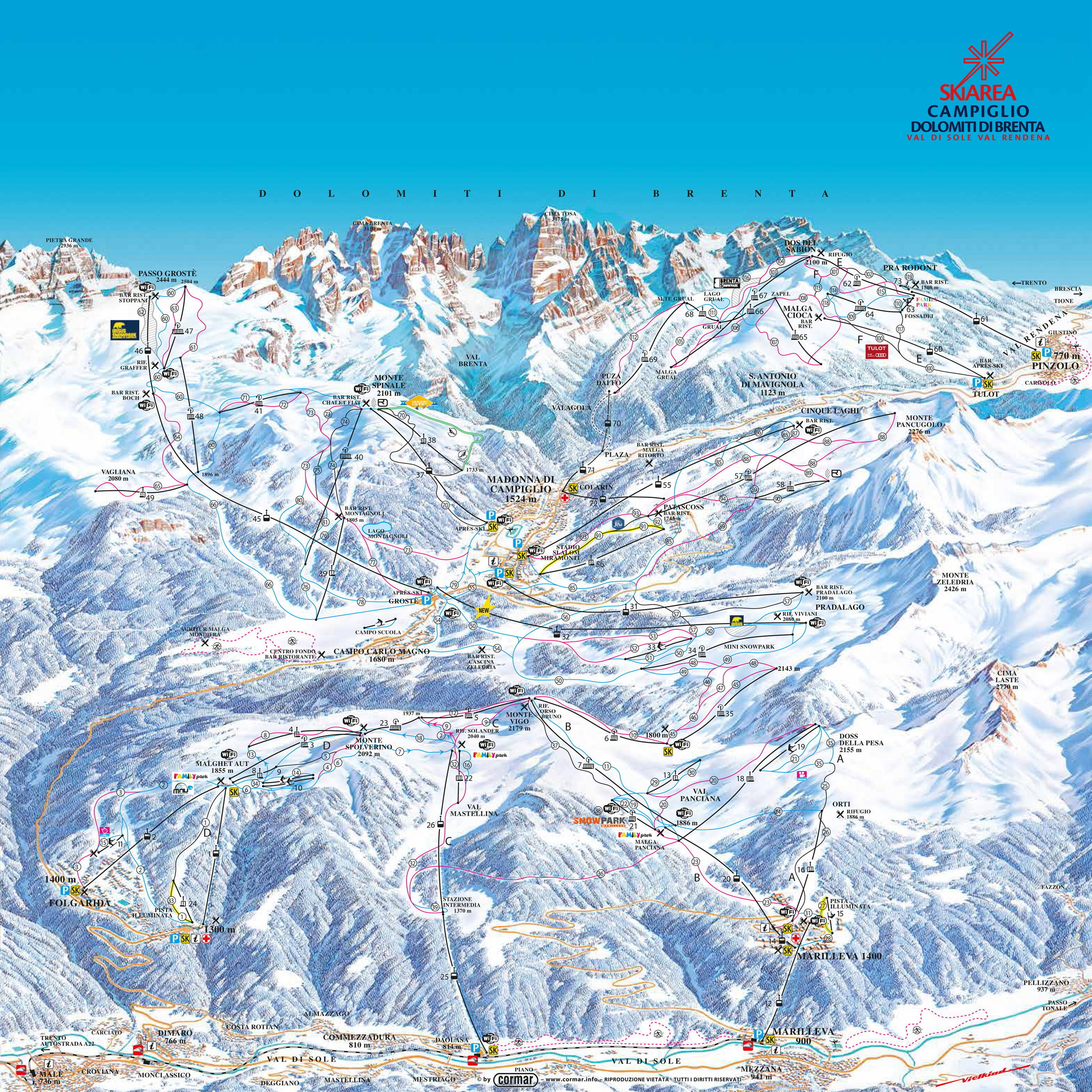 Folgàrida - Marilléva Piste Map | Plan of ski slopes and lifts | OnTheSnow