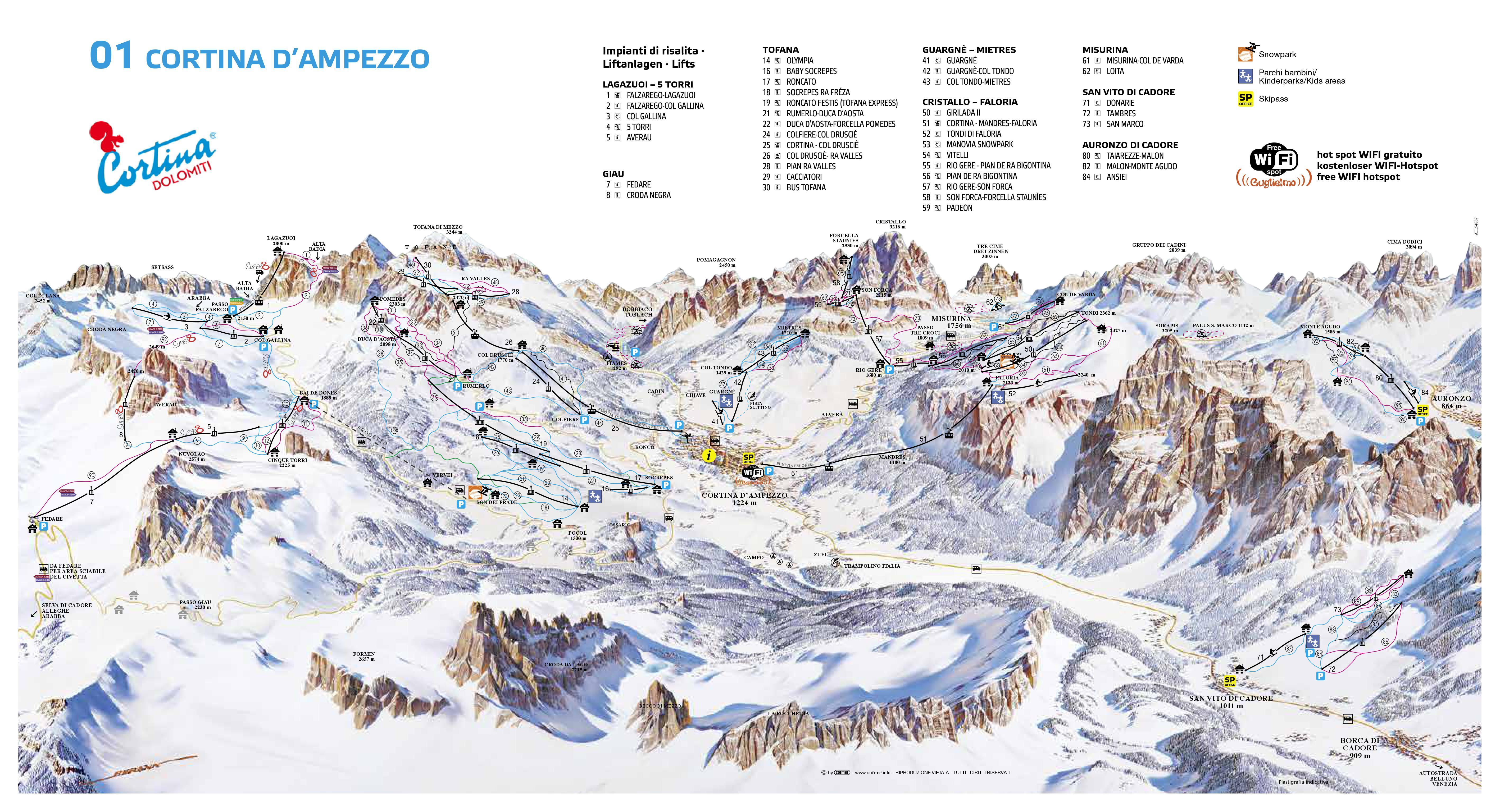 Cortina d'Ampezzo Piste Map | Plan of ski slopes and lifts | OnTheSnow