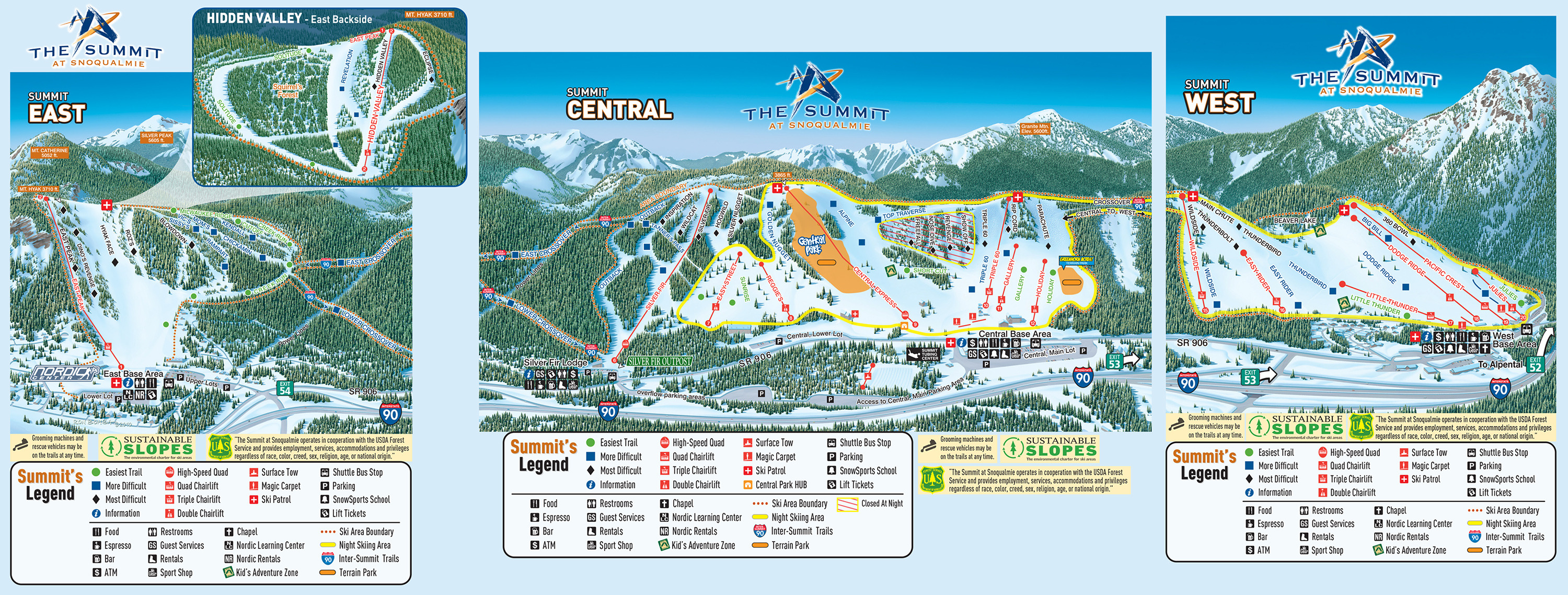The Summit at Snoqualmie Trail Map | OnTheSnow