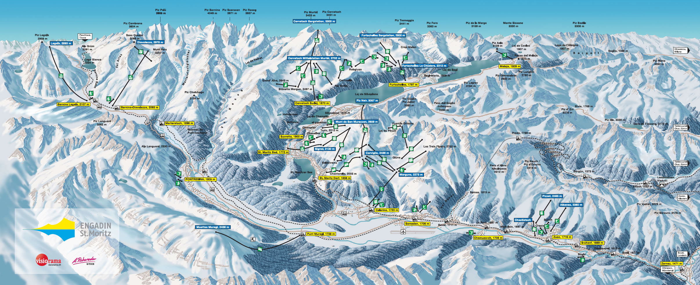 Engadin St. Moritz Piste Map | Plan of ski slopes and lifts | OnTheSnow