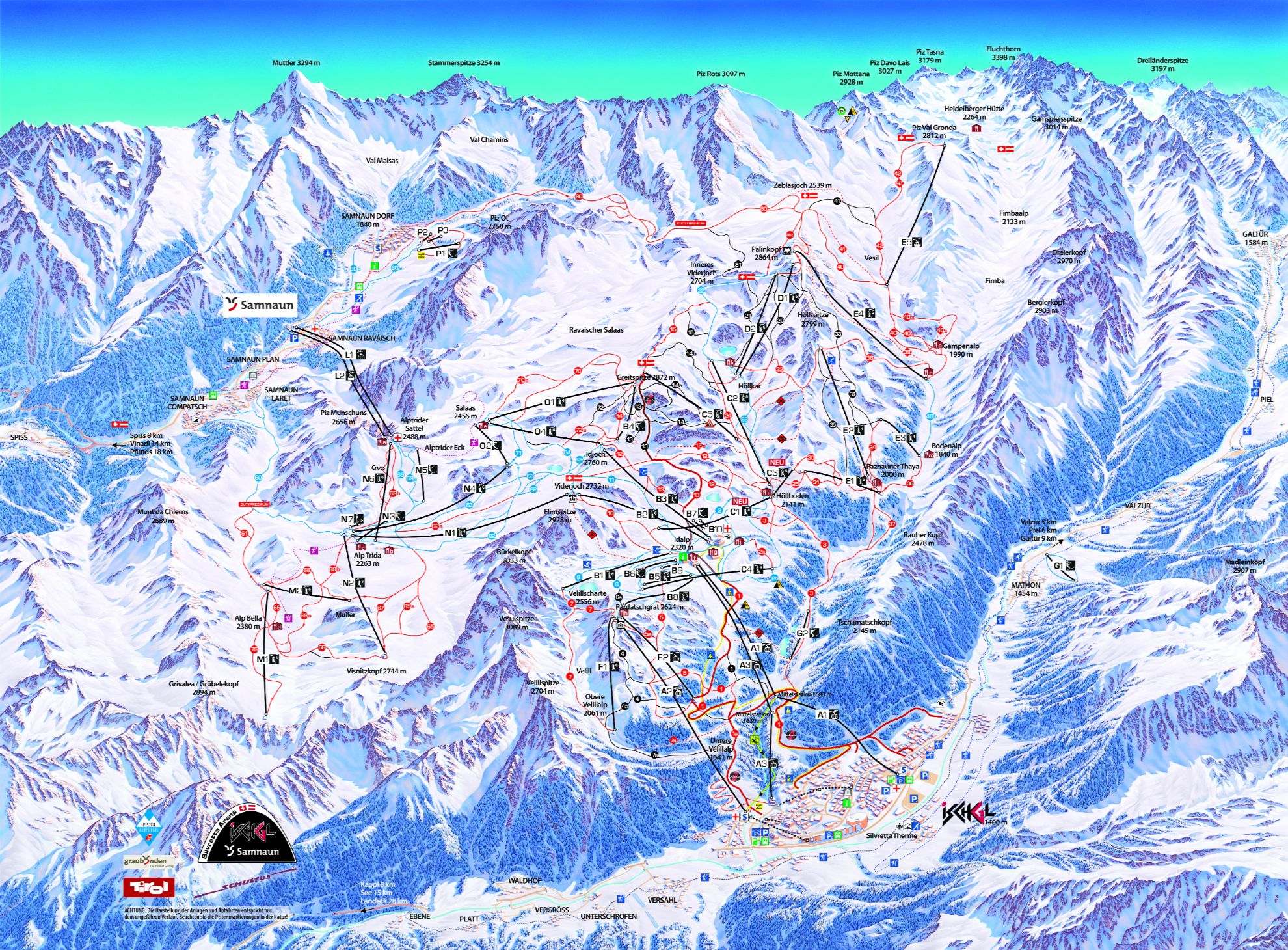 Ischgl Piste Map | Plan of ski slopes and lifts | OnTheSnow