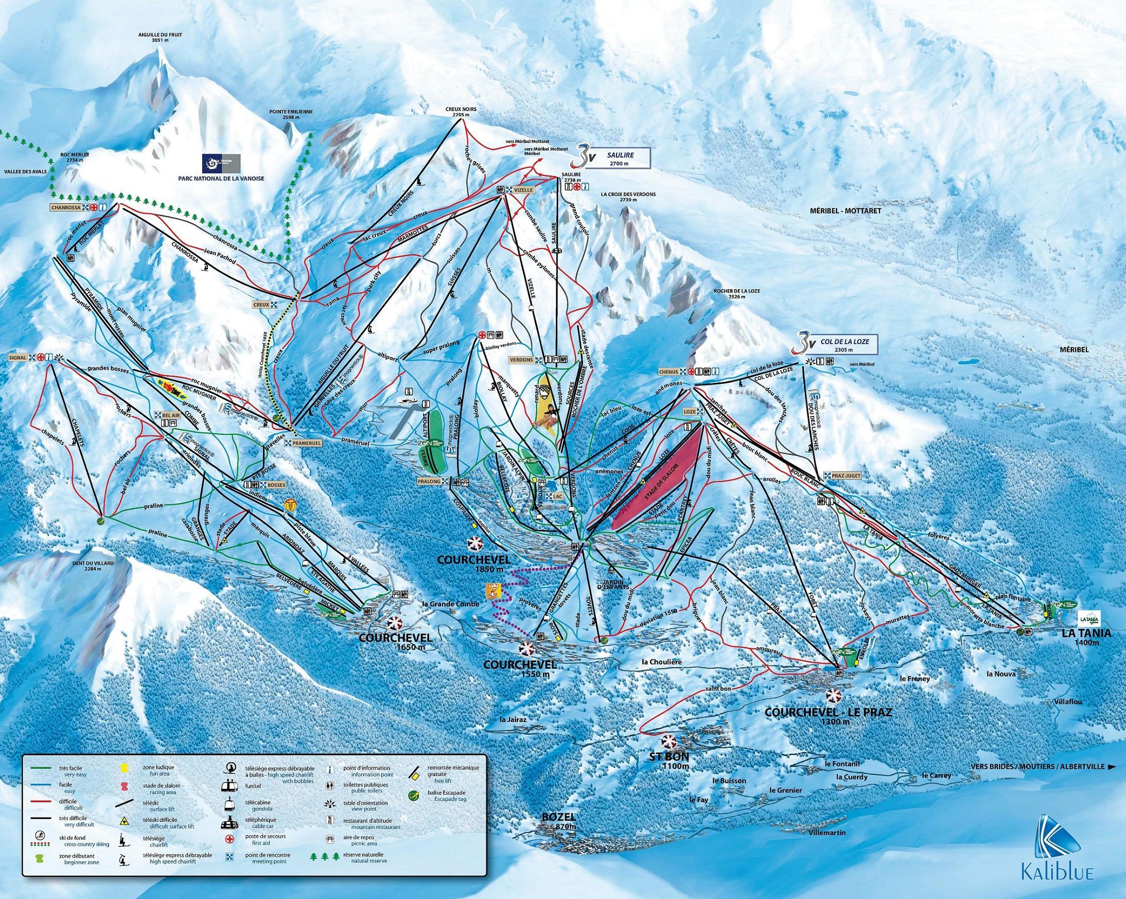 Courchevel Piste Map | Plan of ski slopes and lifts | OnTheSnow