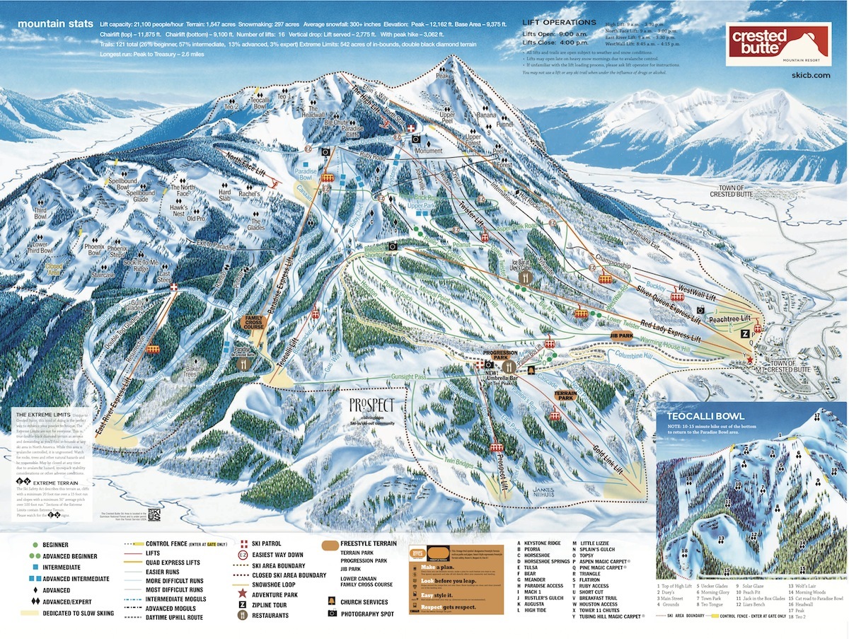 Crested Butte Mountain Resort Trail Map | OnTheSnow