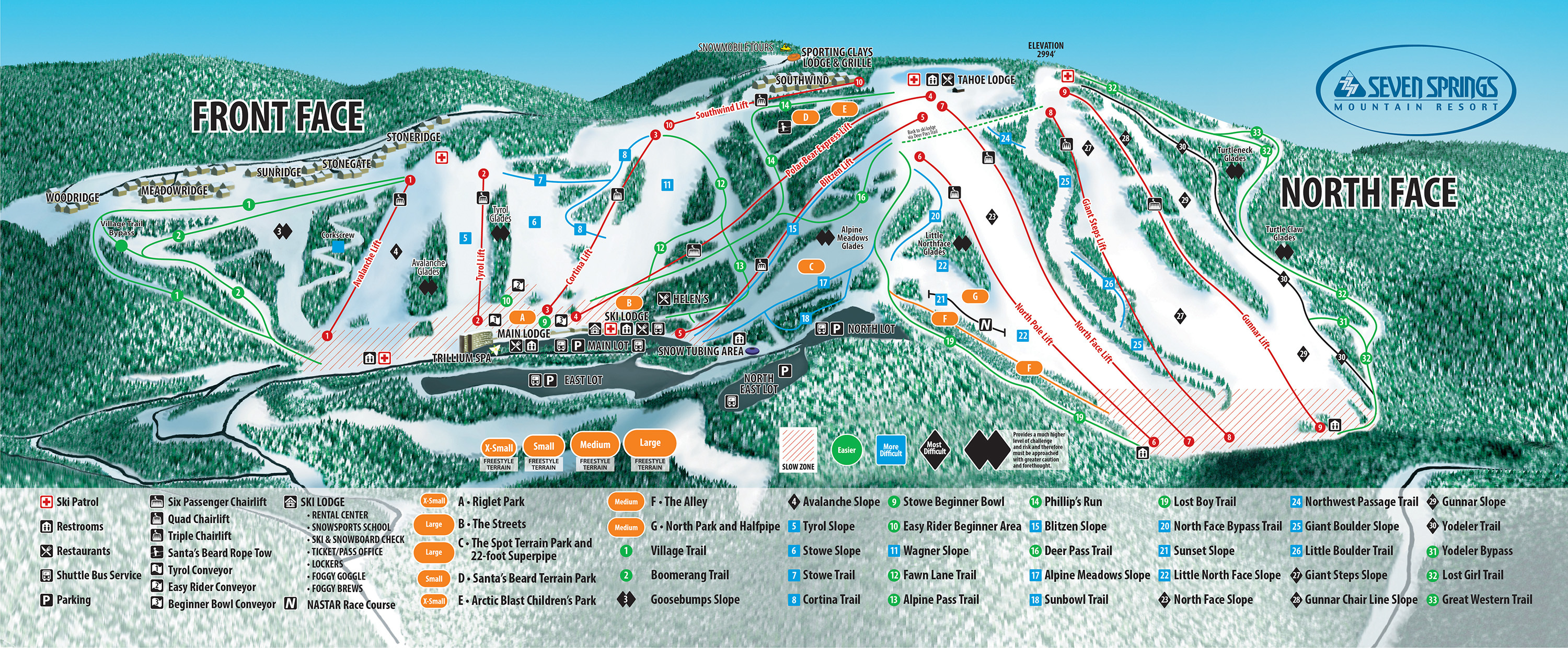 Seven Springs Trail Map | OnTheSnow