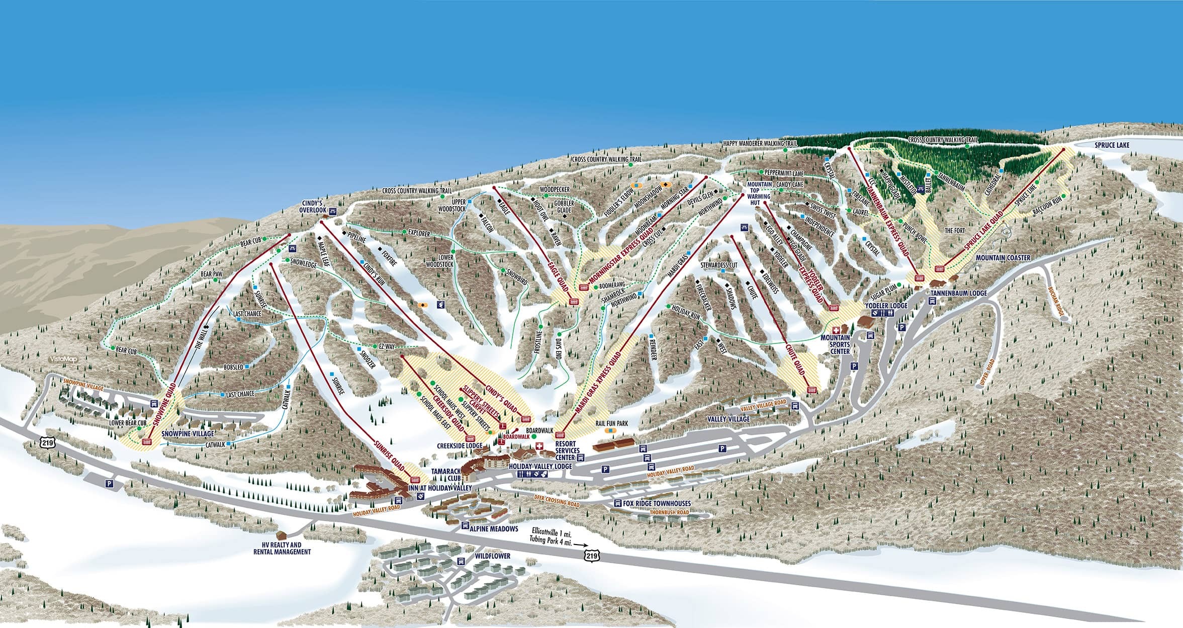 Holiday Valley Trail Map | OnTheSnow