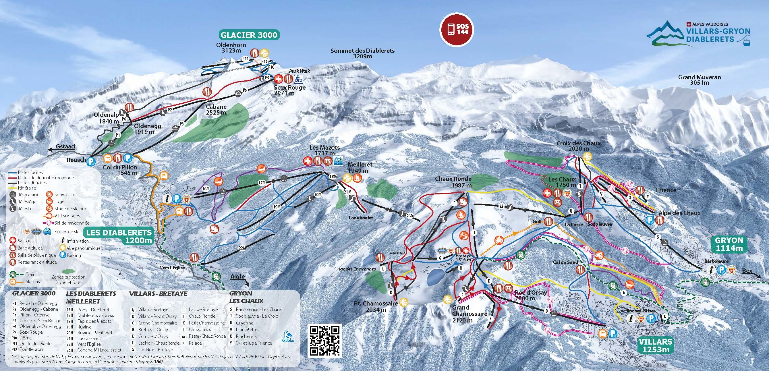 Villars - Gryon Piste Map | Plan of ski slopes and lifts | OnTheSnow