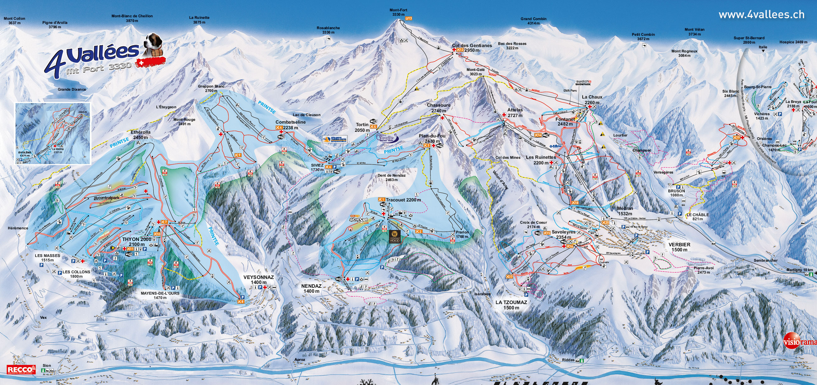 Thyon 2000 Piste Map | Plan of ski slopes and lifts | OnTheSnow