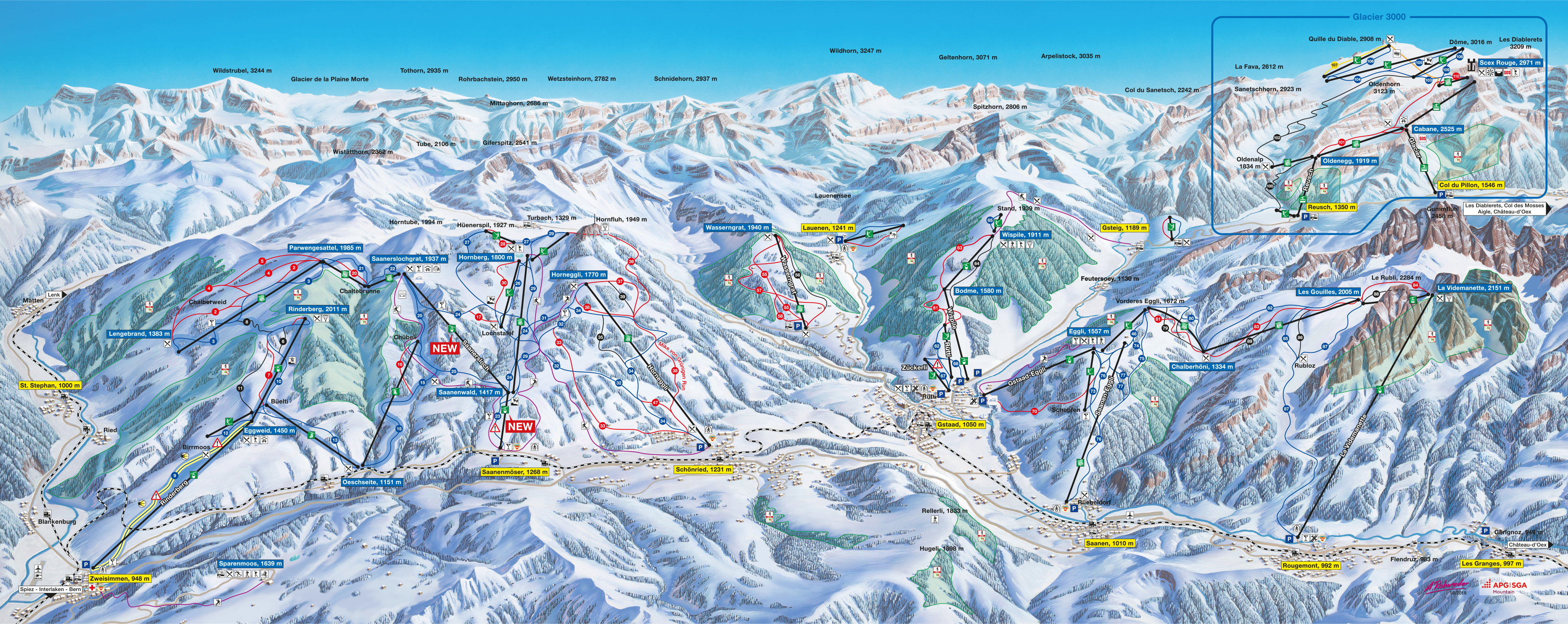 Gstaad Piste Map | Plan of ski slopes and lifts | OnTheSnow