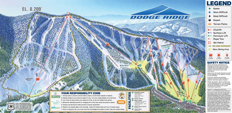 Dodge Ridge Trail Map | OnTheSnow