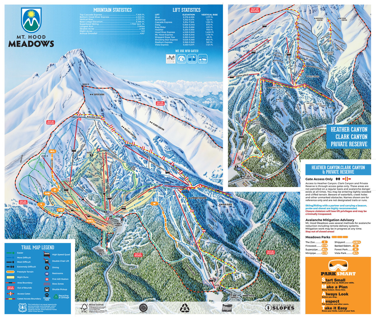 Mt. Hood Meadows Trail Map | OnTheSnow